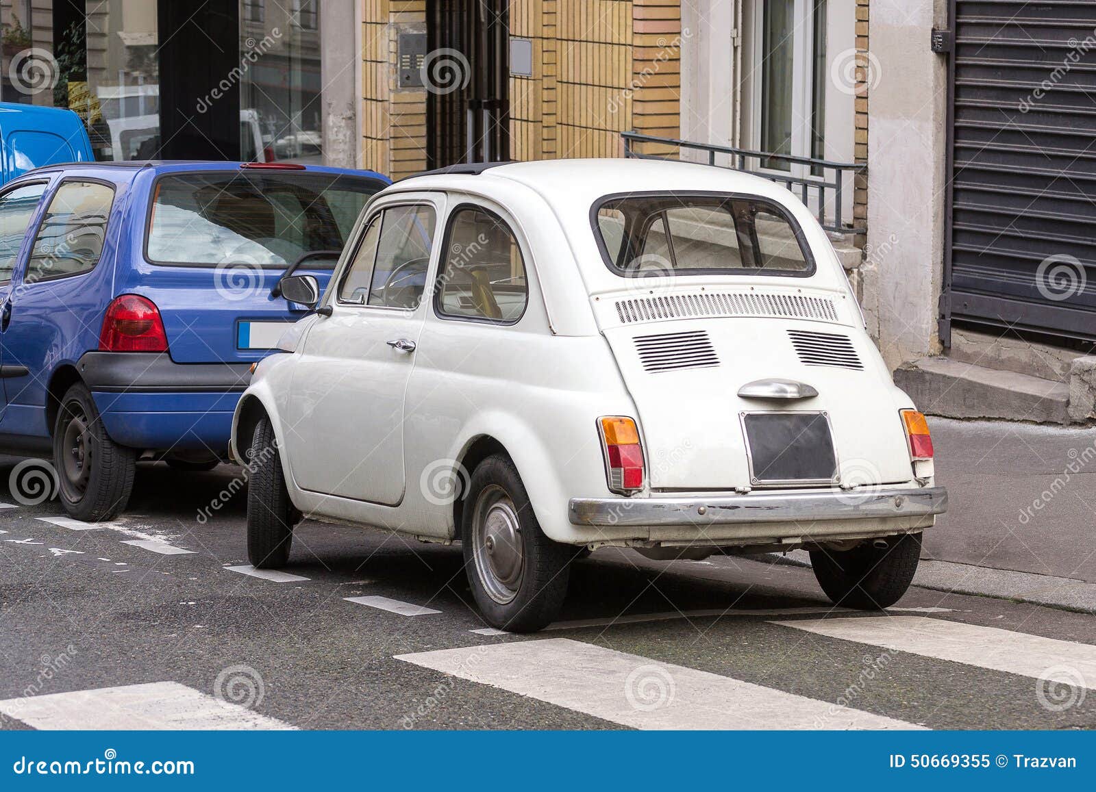 Vintage Small White Fiat 500 Car Back View Stock Image - Image of ...