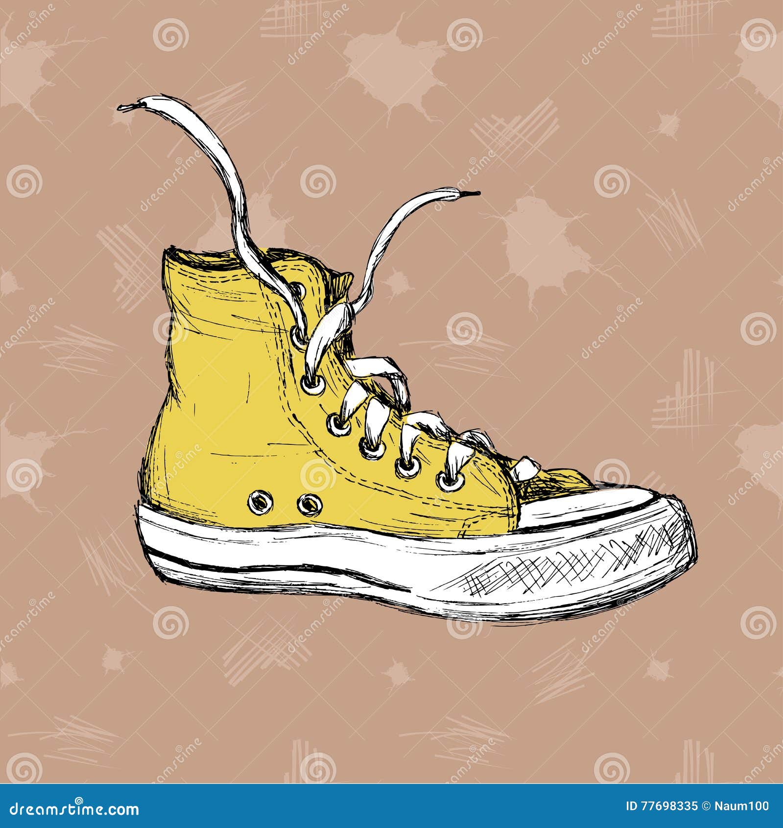 Vintage Sneakers Hand Drawn. Stock Vector - Illustration of retro ...