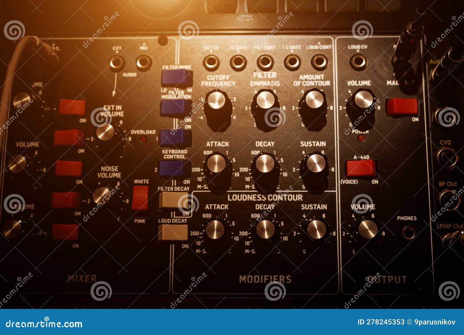Vintage Sound Control Panel with Iron Faders and Knobs. Stock Image ...