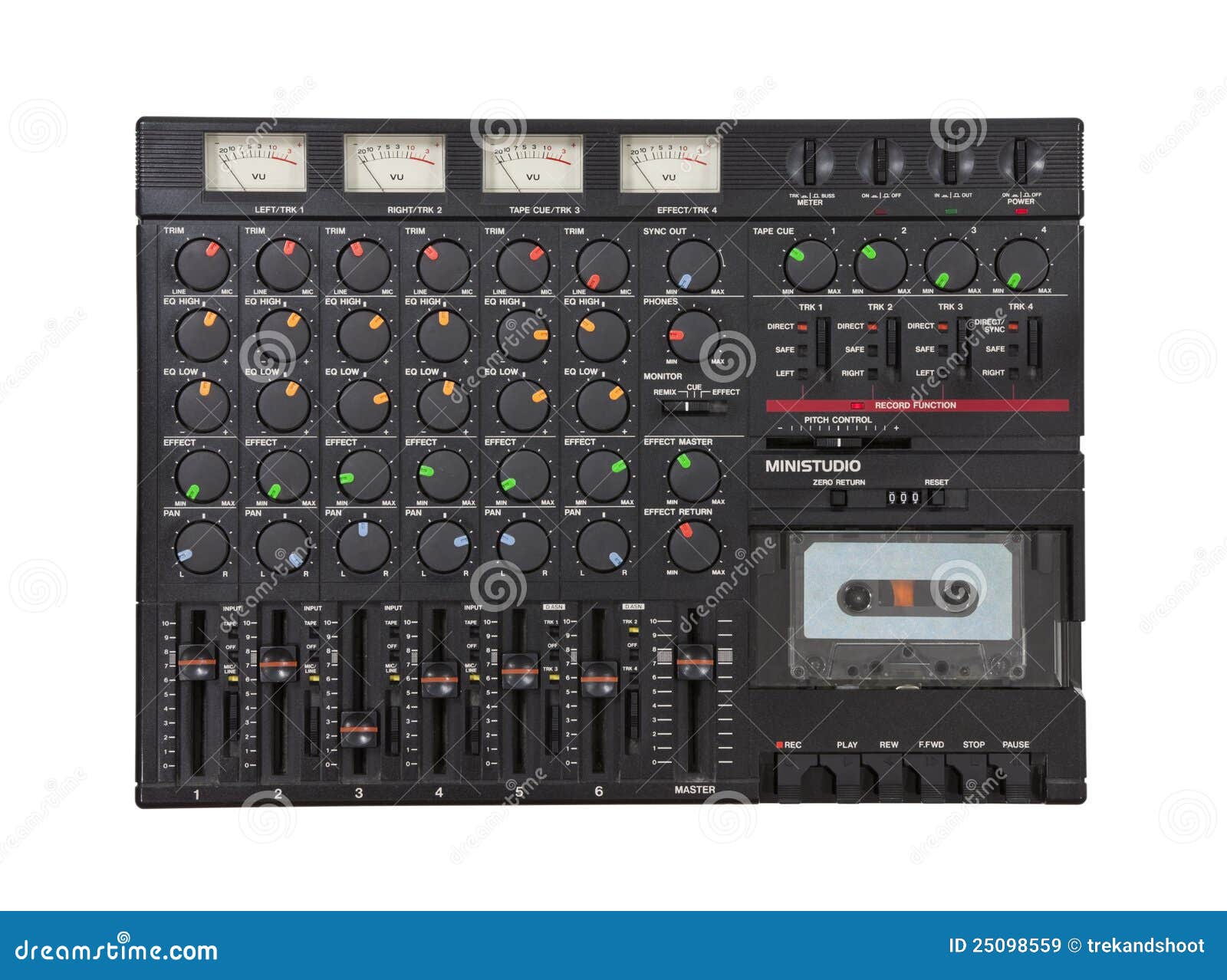 Vintage Sound Mixing Board and Recorder Isolated Stock Image - Image of ...