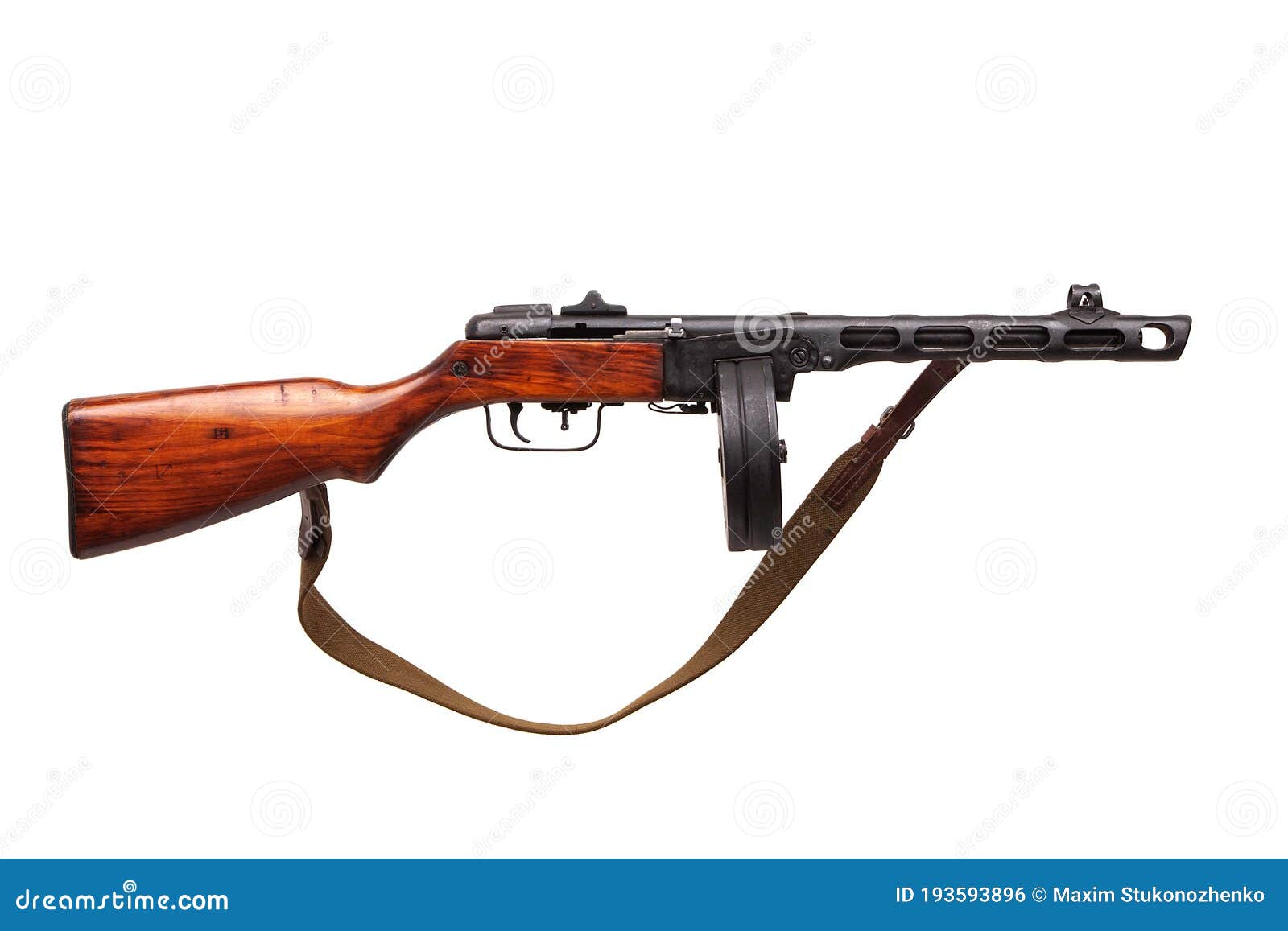 Vintage Soviet Automatic Machine Gun from World War II Isolated on ...