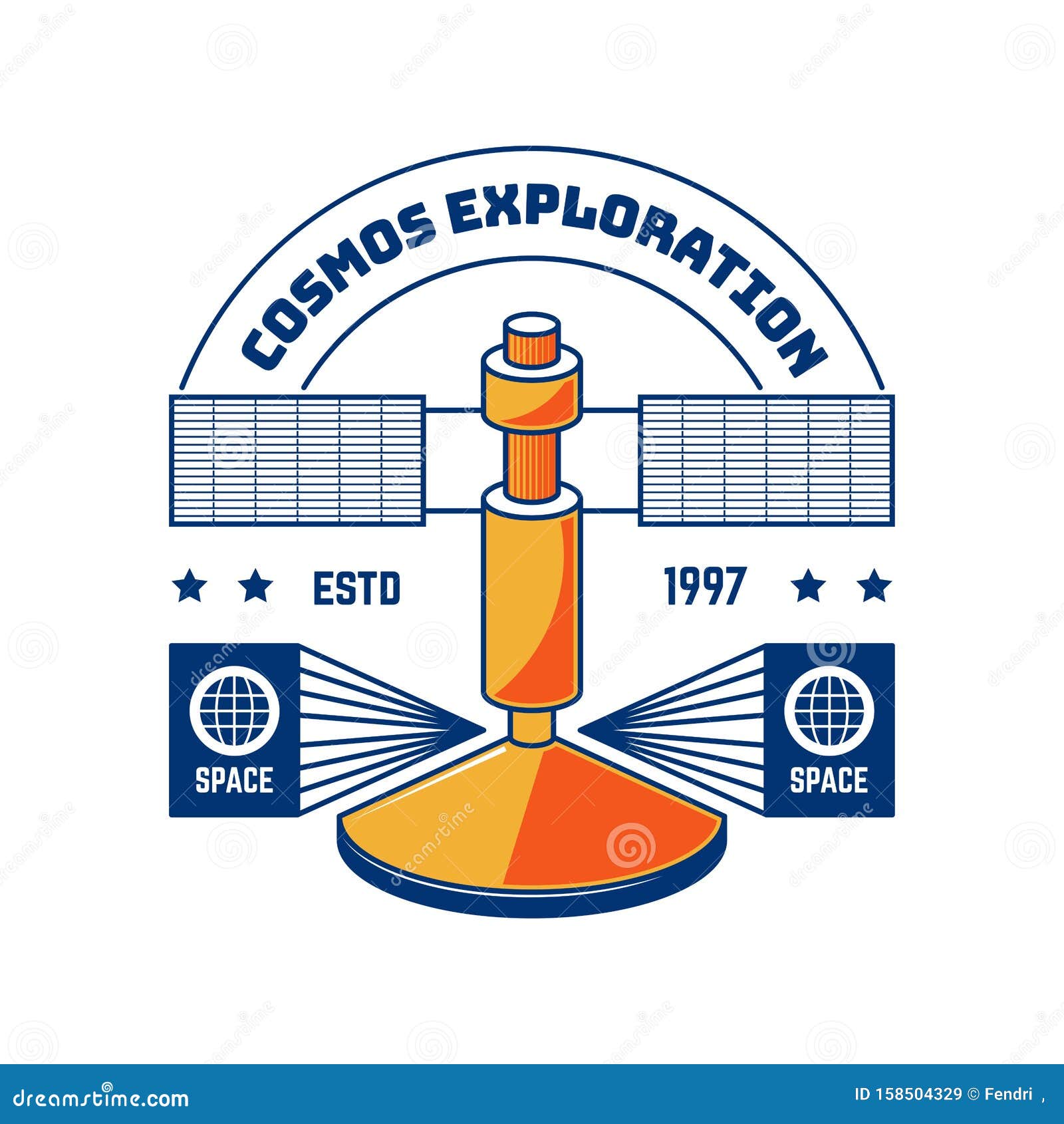 VINTAGE SPACE EMBLEM-2 stock vector. Illustration of satellite - 158504329