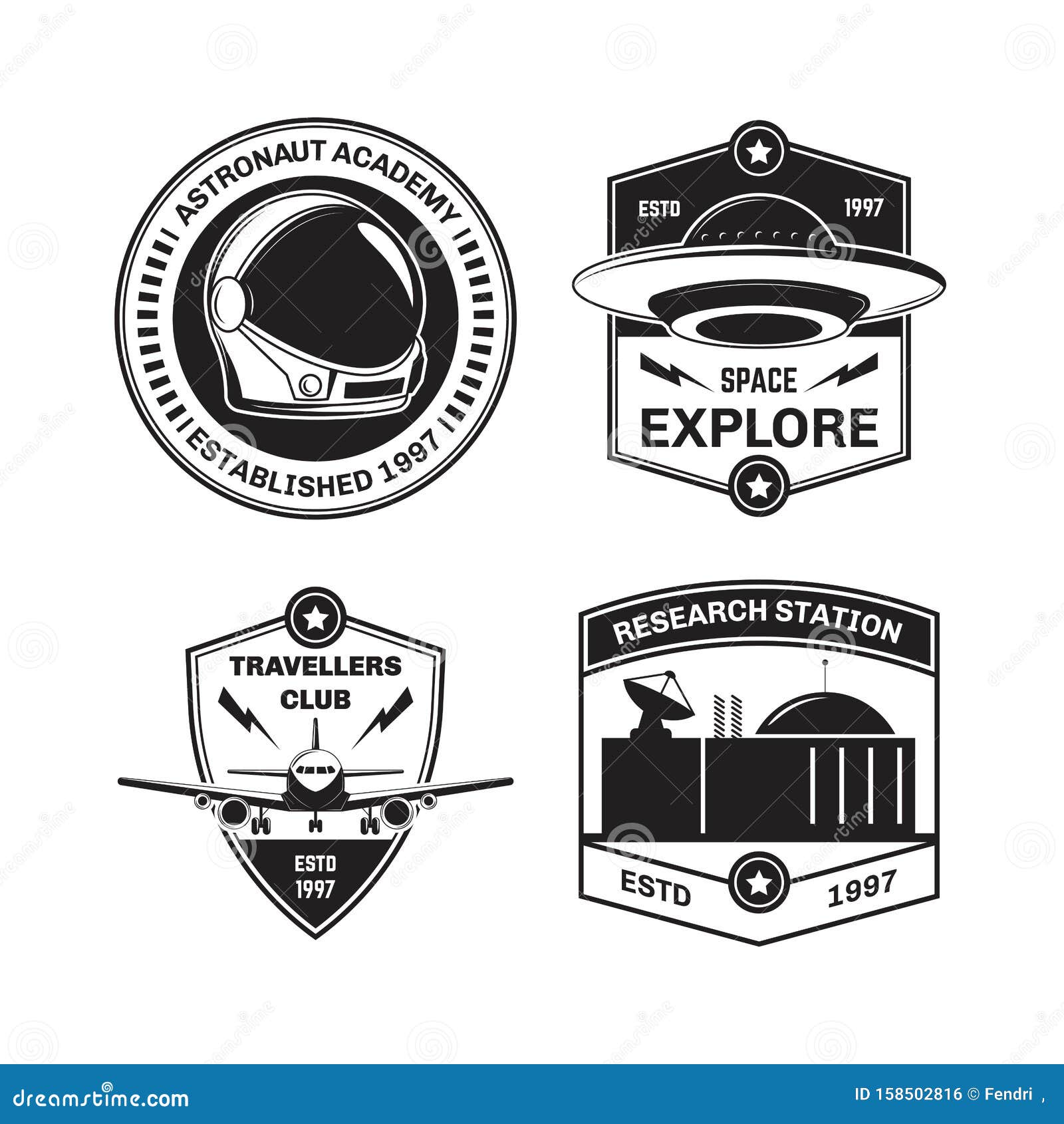 VINTAGE SPACE EMBLEM stock vector. Illustration of retro - 158502816