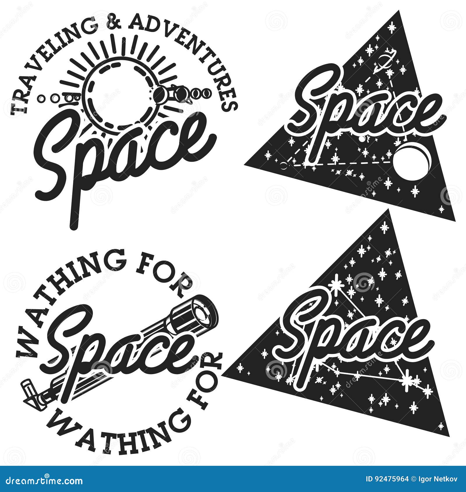 Vintage space emblems stock vector. Illustration of launch - 92475964