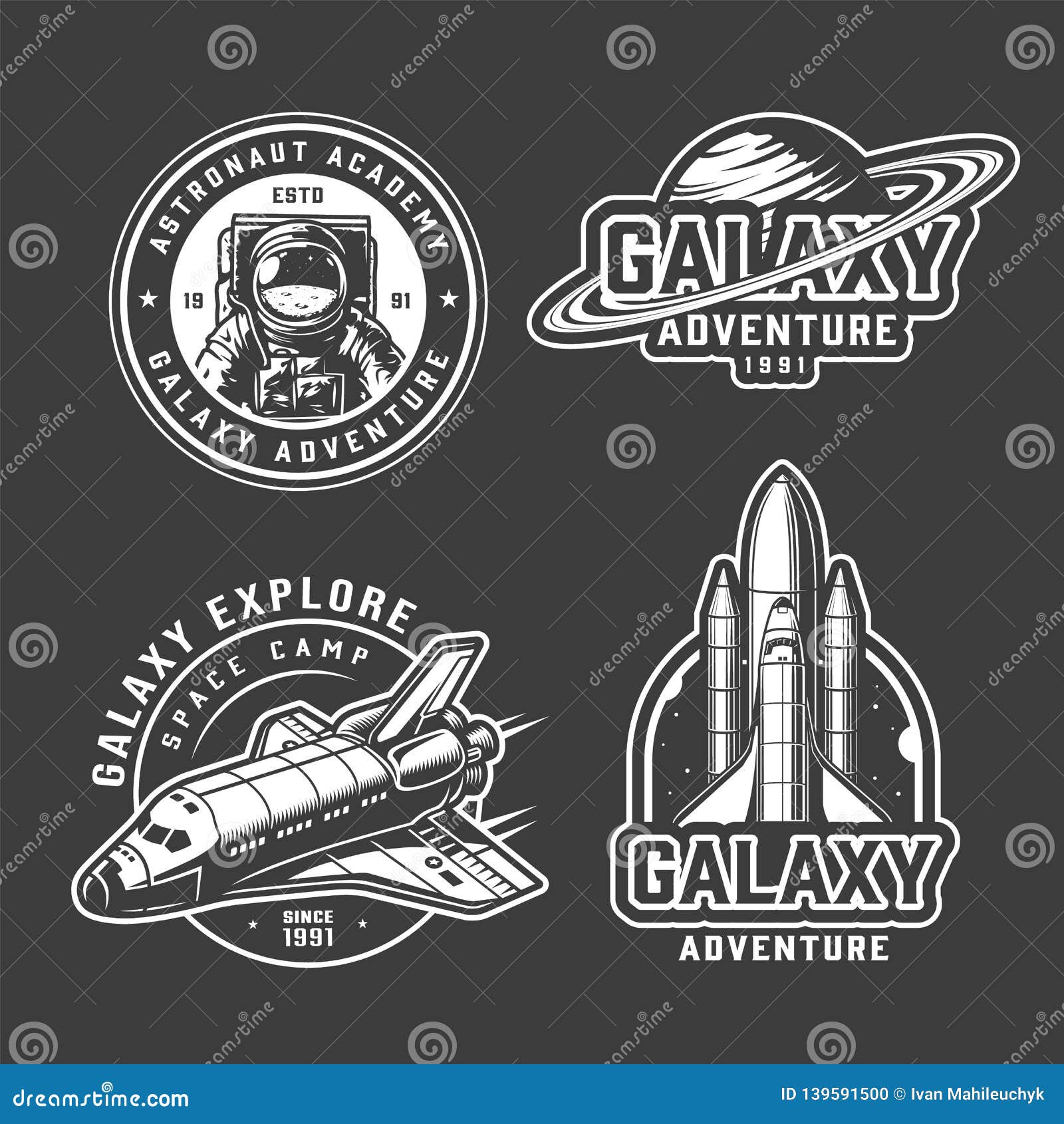Vintage Space Exploration Emblems Set Stock Vector - Illustration of ...