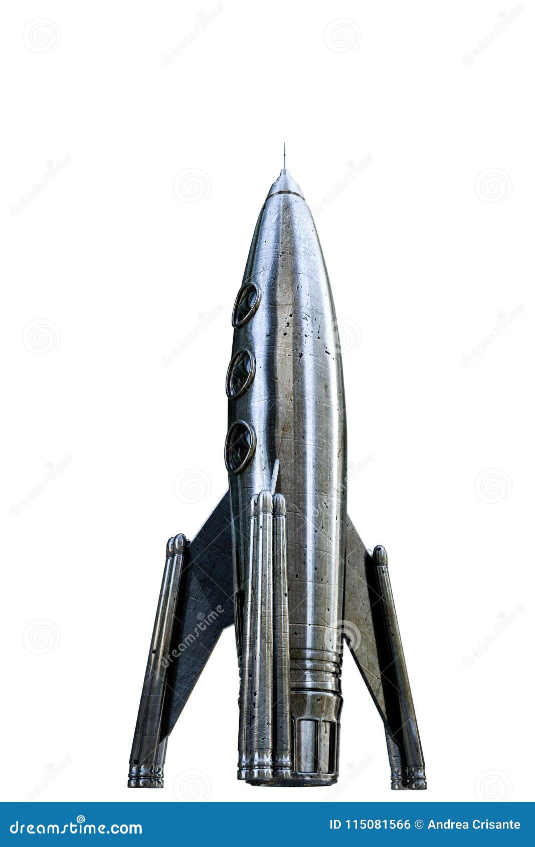 Vintage Space Rocket Isolated on White Background Stock Illustration ...