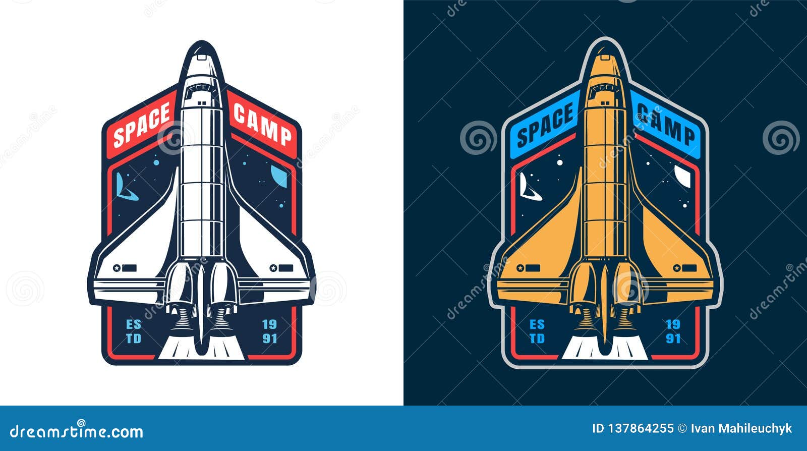 Vintage Spaceship Launch Colorful Label Stock Vector - Illustration of ...