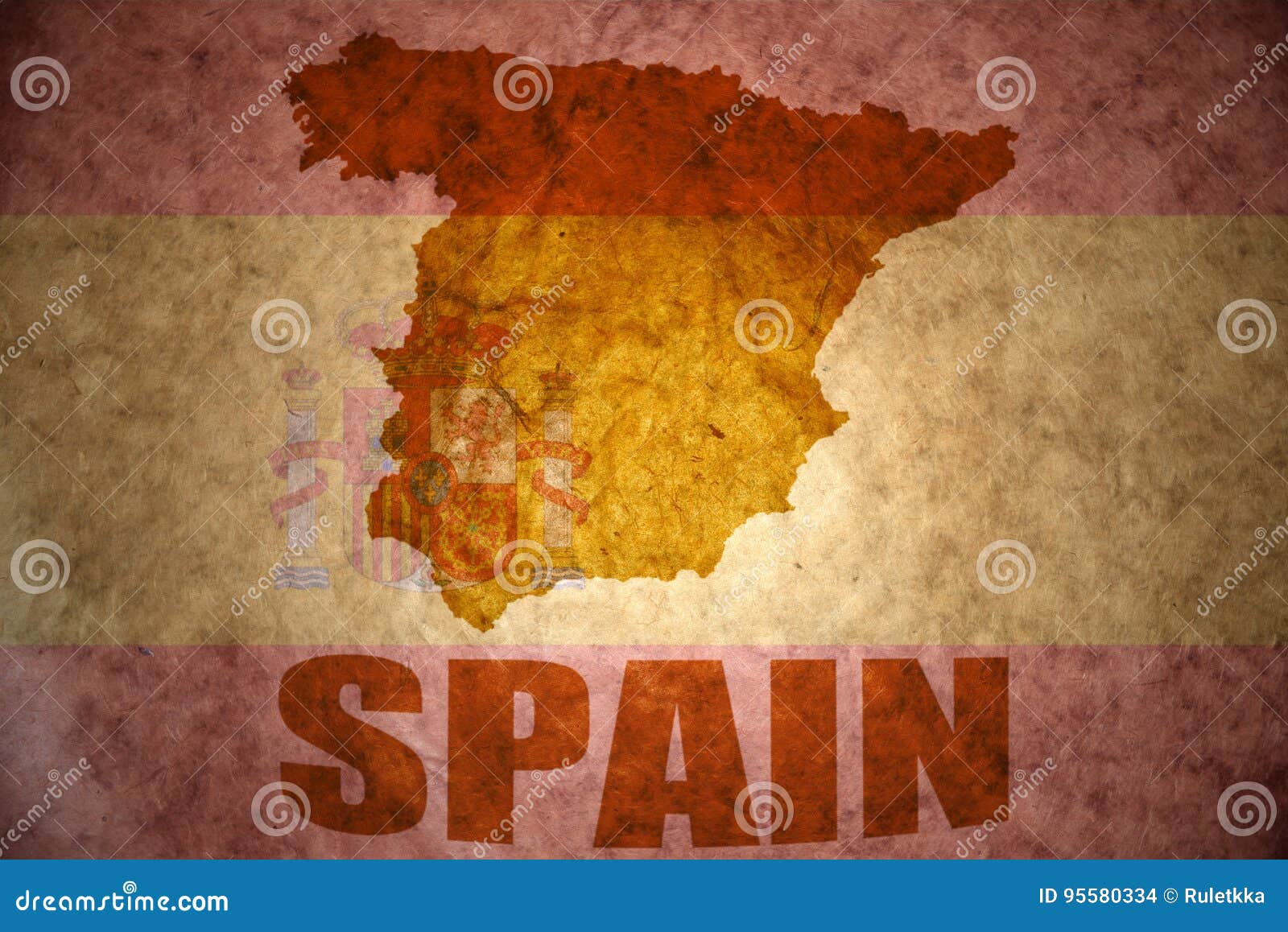Vintage spain map stock photo. Image of country, ensign - 95580334