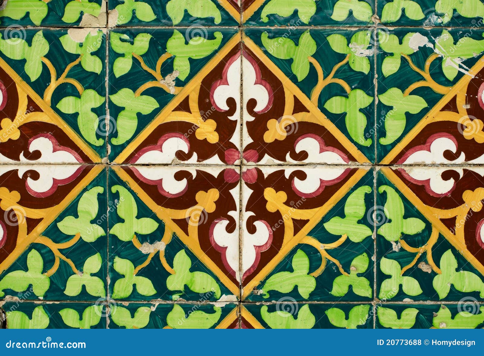 Vintage Spanish Style Ceramic Tiles Stock Photo - Image of grout, tile ...