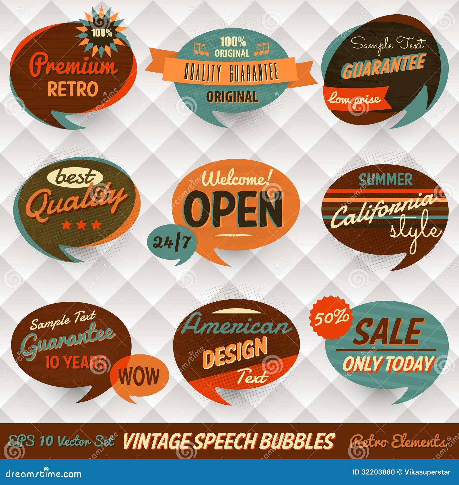 Vintage Speech Bubbles Cards Stock Vector - Illustration of country ...