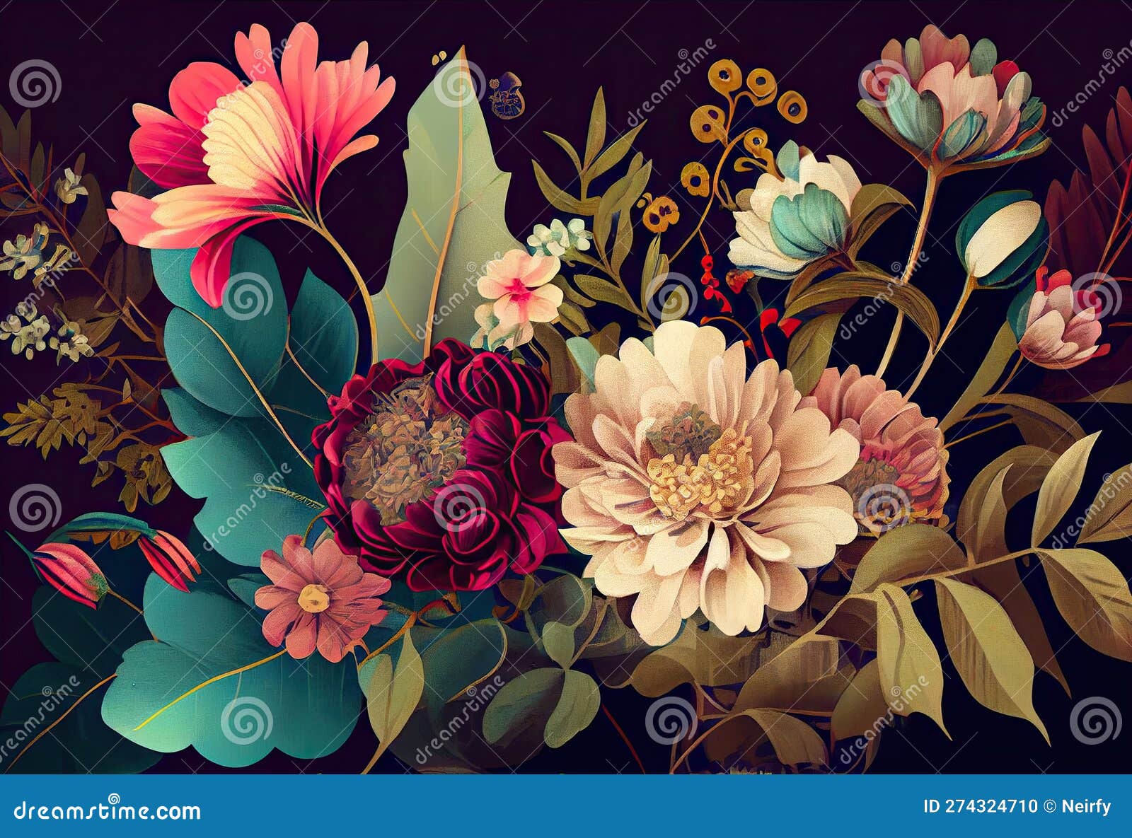 Vintage spring flowers stock photo. Image of decorative - 274324710