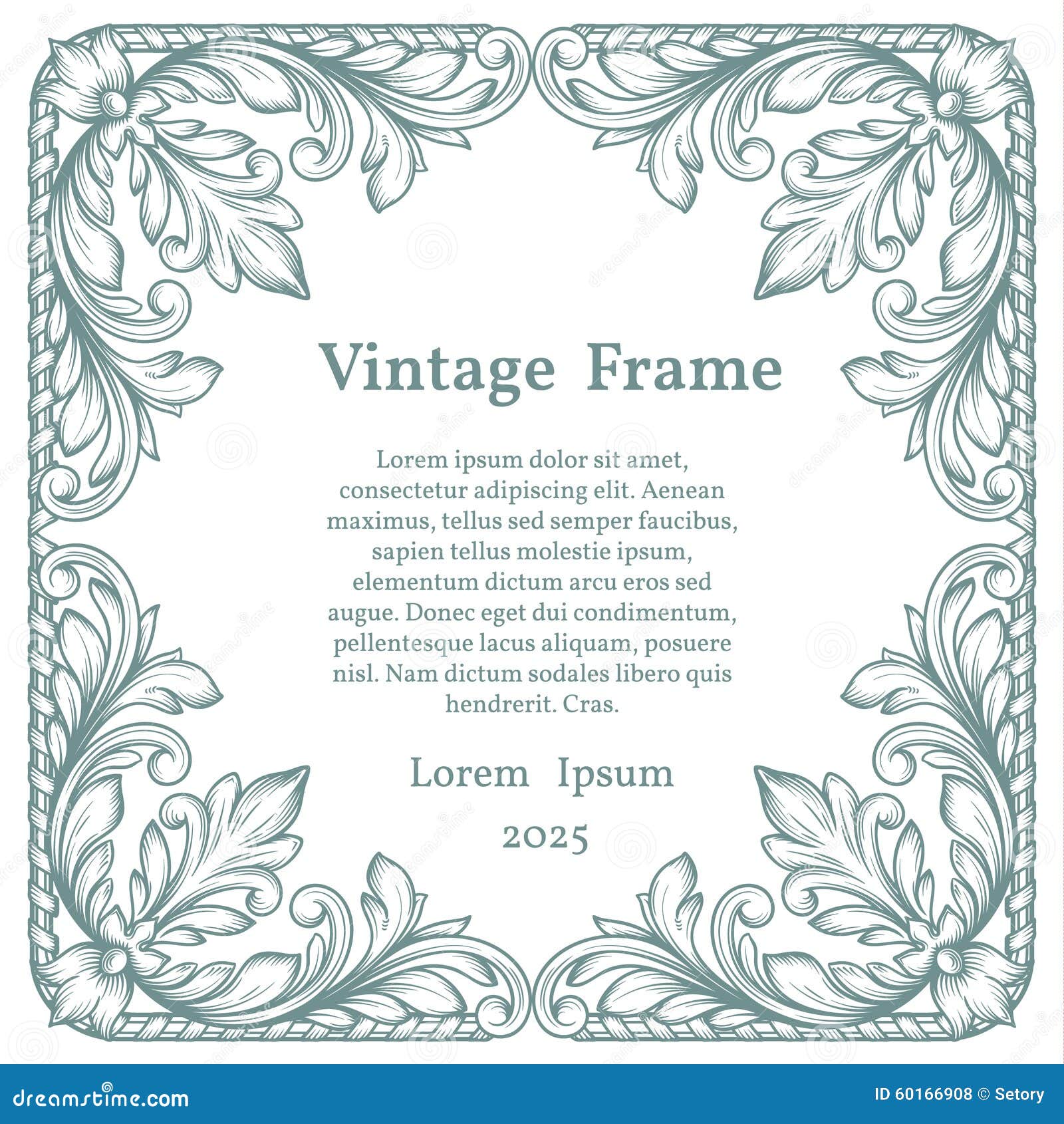 Vintage Square Ornate Frame Stock Vector - Illustration of invitation ...