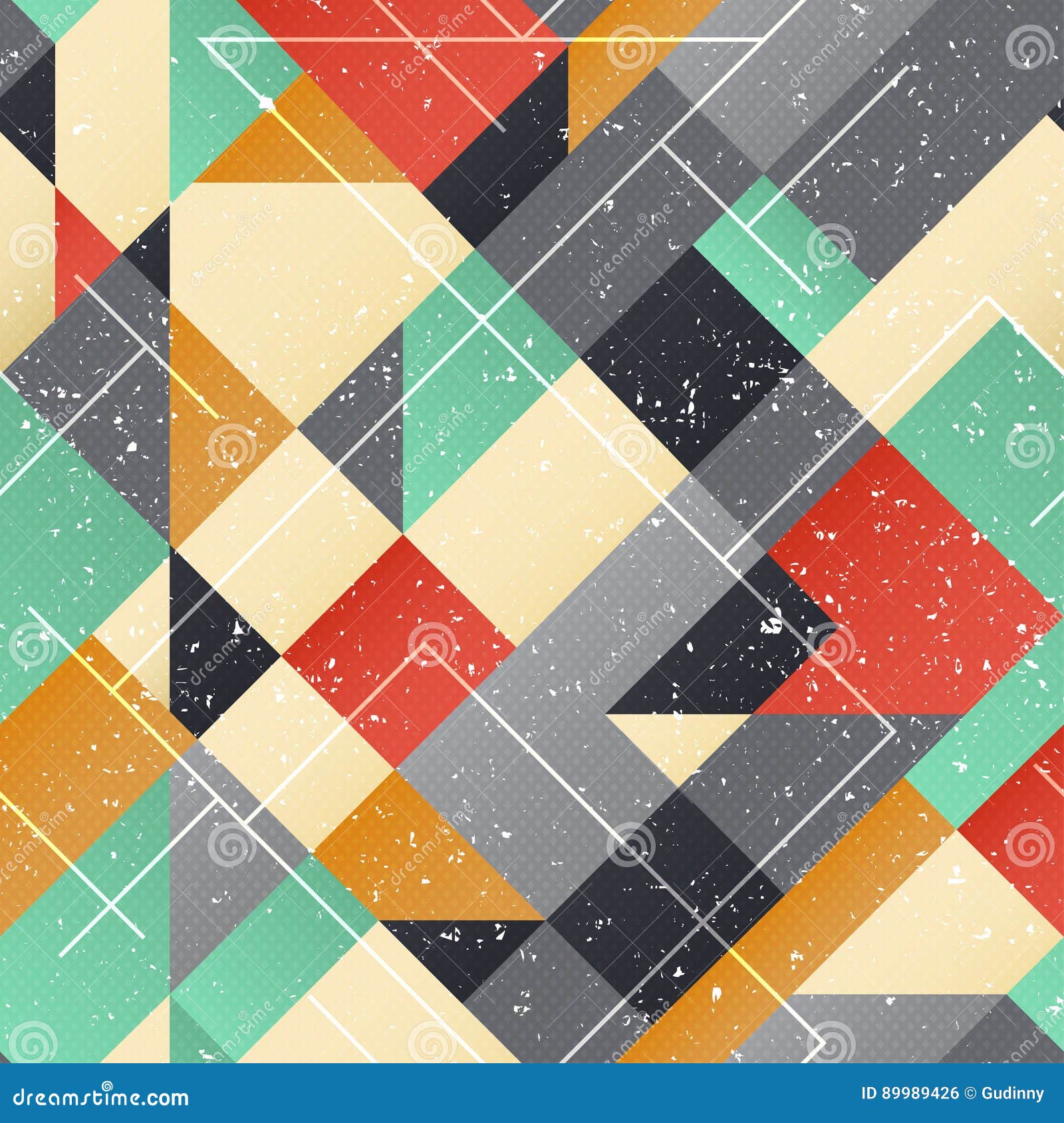 Vintage Square Seamless Pattern with Grunge Effect Stock Vector ...
