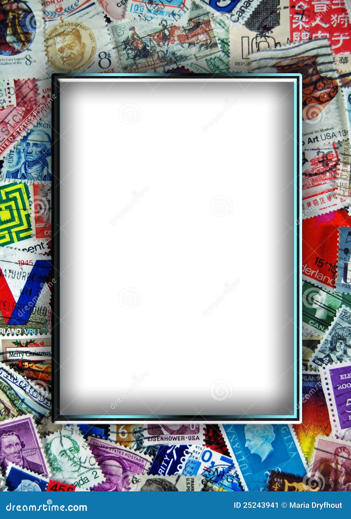 Vintage Stamp Collection Frame Stock Illustration - Illustration of ...