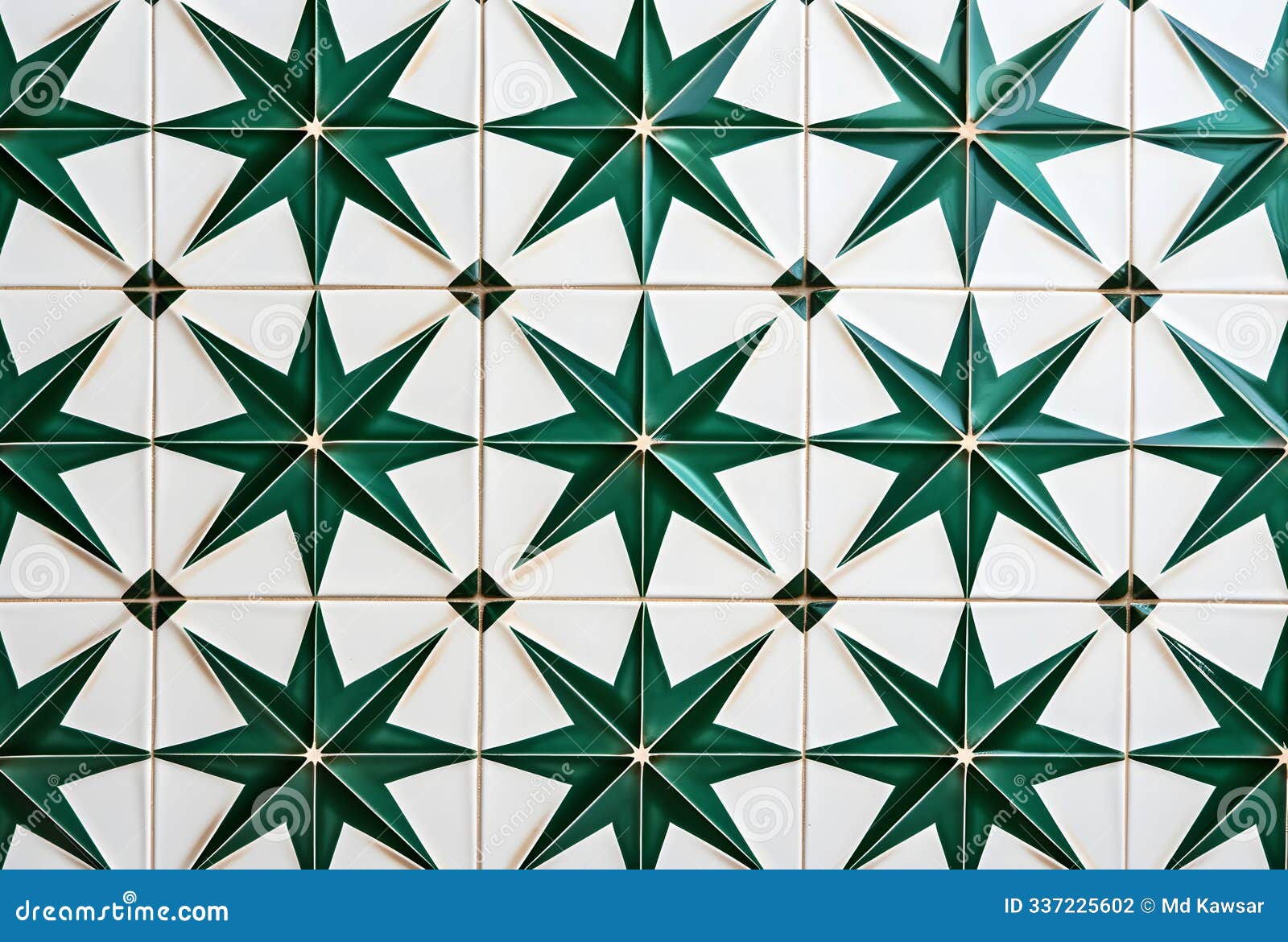 Vintage Green Star Tile Pattern Boho Style Stock Illustration ...