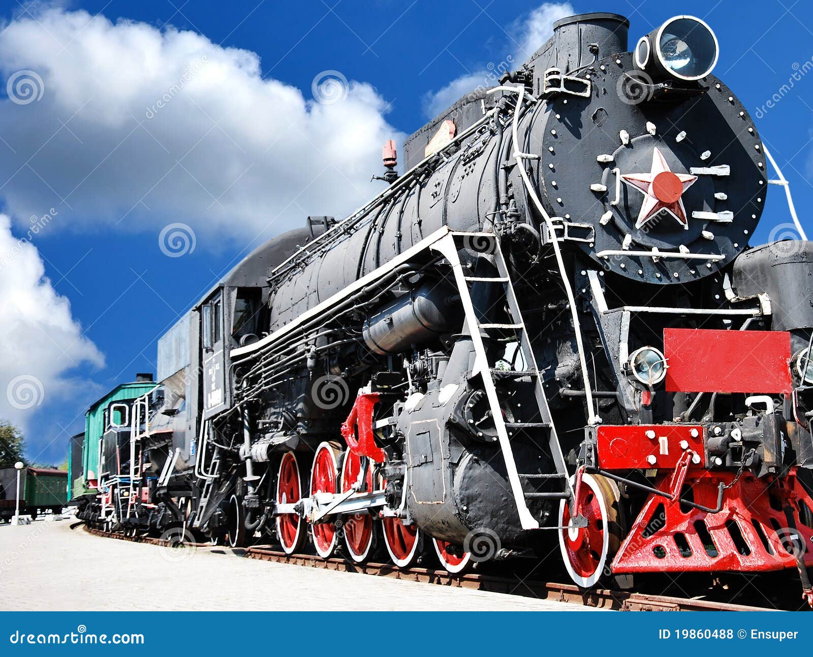Vintage Steam Train Locomotive - Back - Lateral View Stock Photo ...