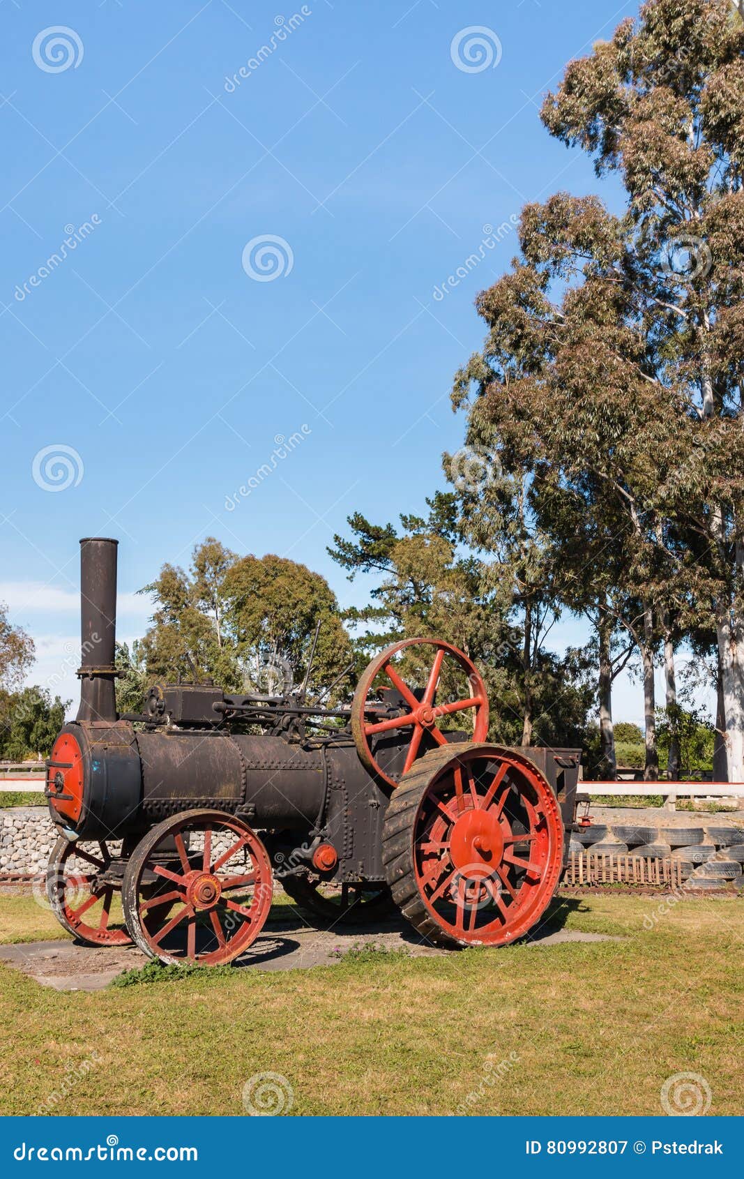 Vintage Steam Road Traction Engine with Copy Space Stock Image - Image ...