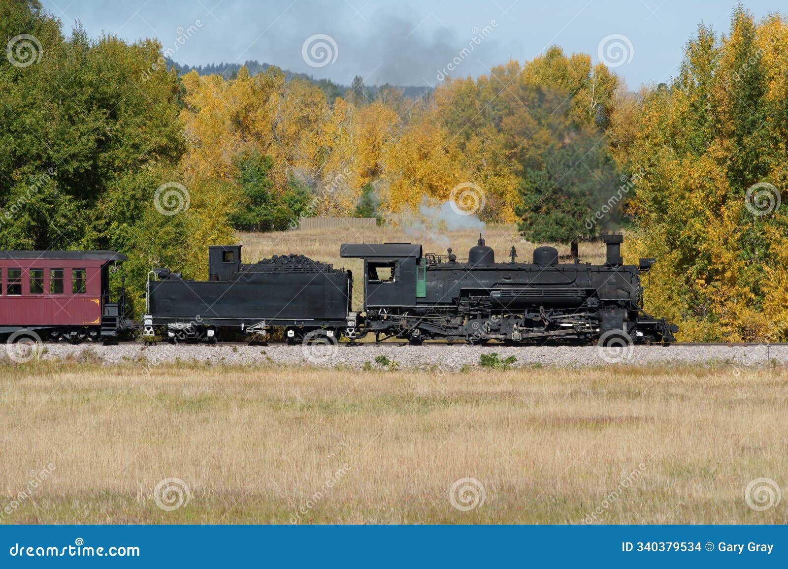 Vintage Steam Train with Autumn Scenery Background Stock Photo - Image ...