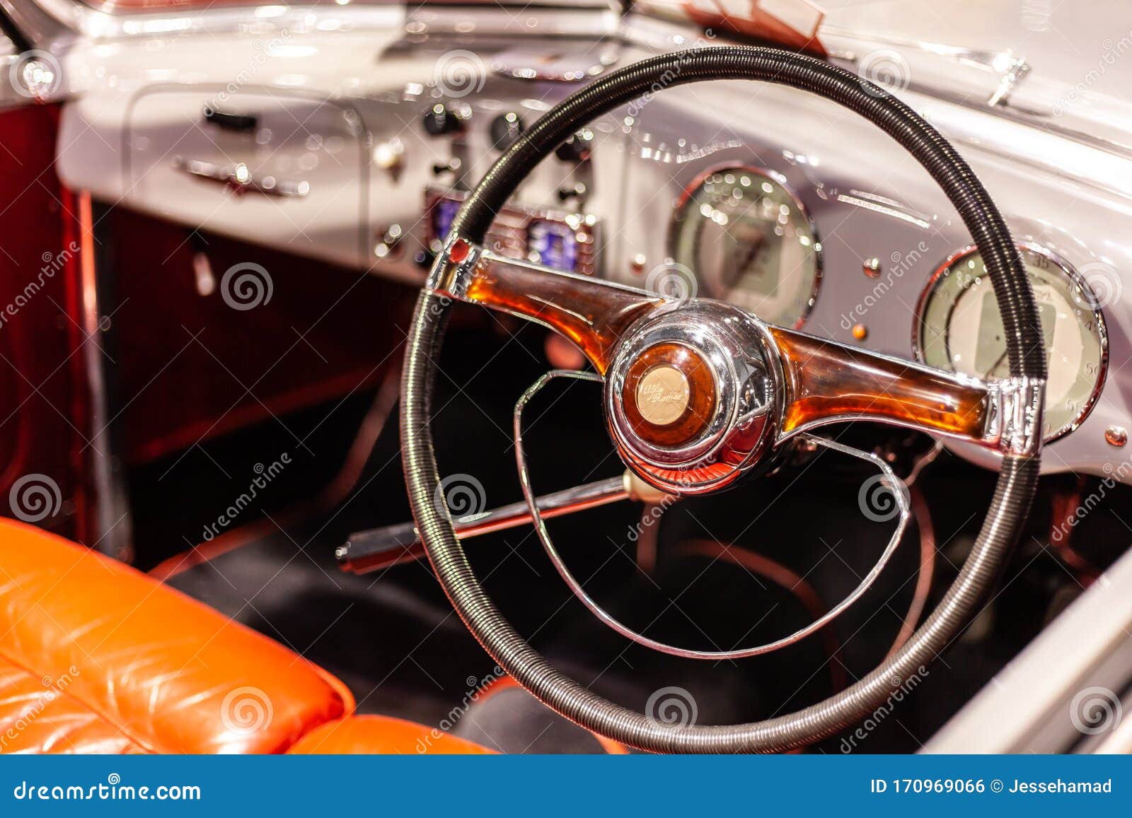 Vintage Steering Wheel In Antique Car Editorial Image | CartoonDealer ...