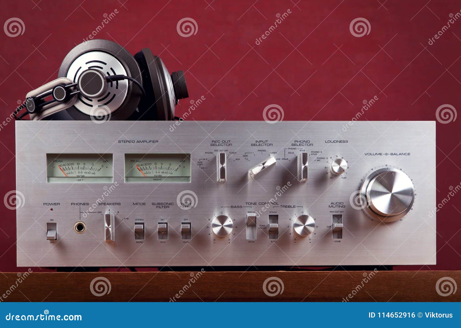 Vintage Stereo Amplifier Frontal Panel with VU Meters Stock Photo ...