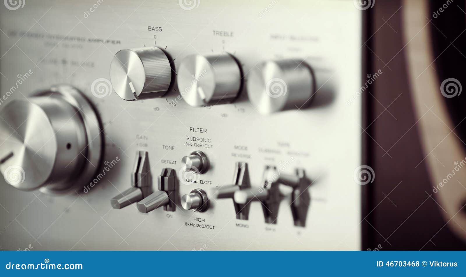 Vintage Stereo Audio Amplifier Front Panel Volume Knob Stock Photo ...