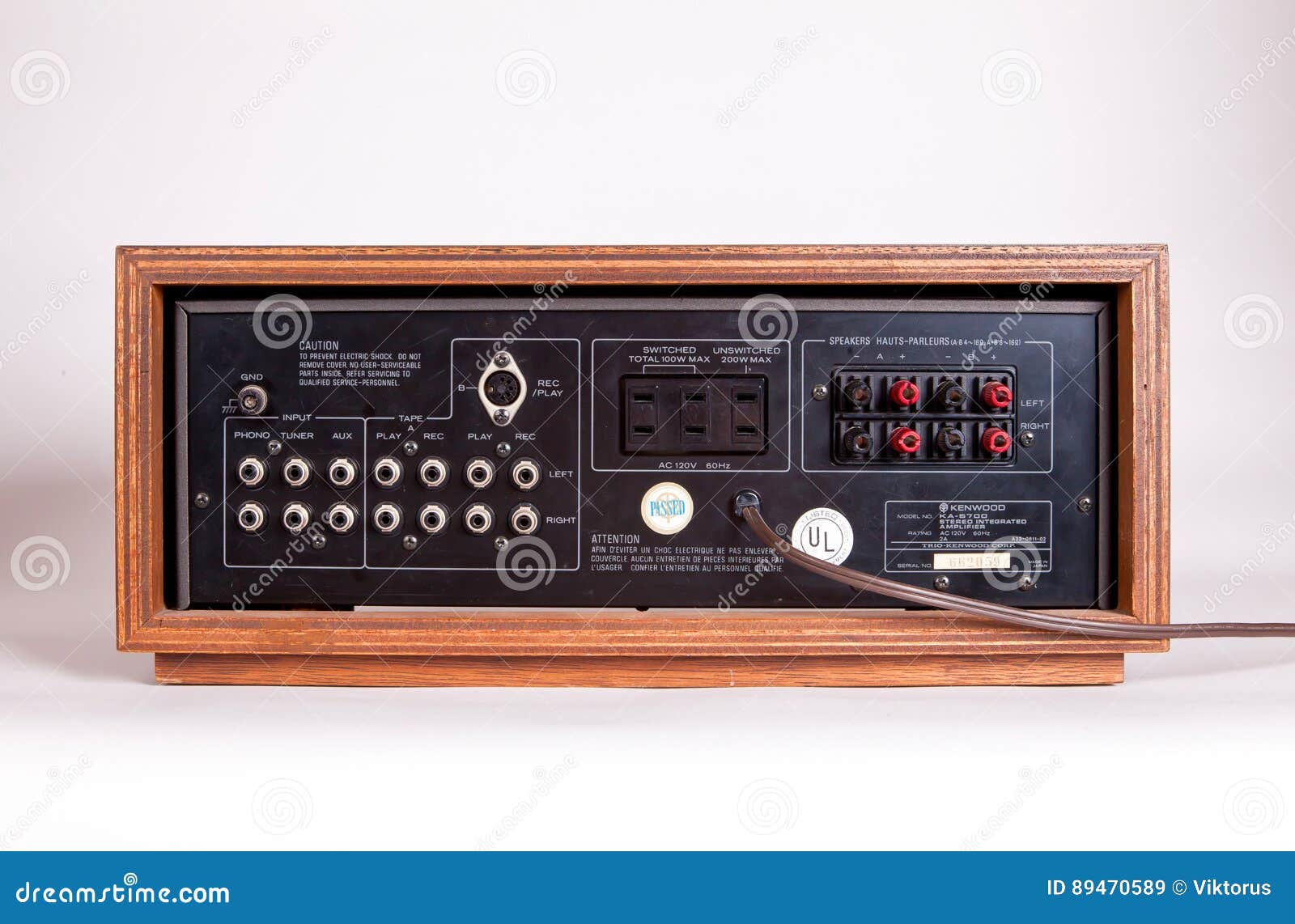Vintage Stereo Audio Amplifier Rear Panel Editorial Stock Image - Image ...