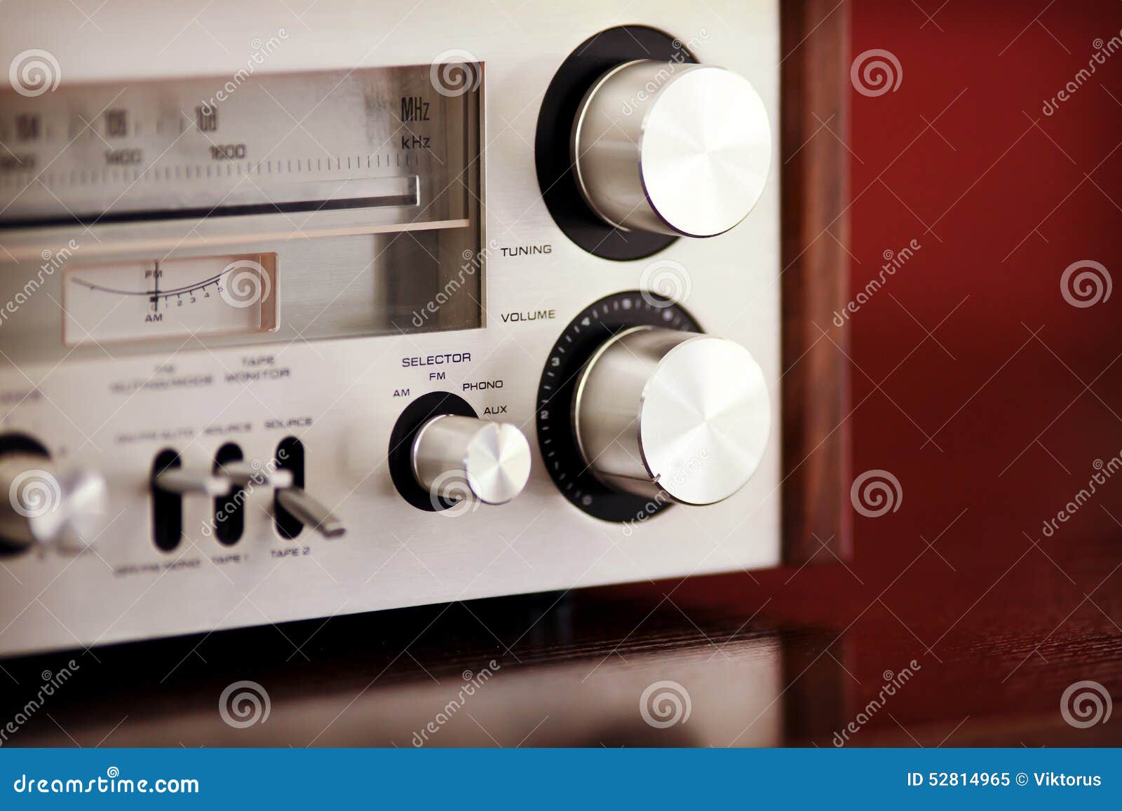 Vintage Stereo Radio Receiver Stock Image - Image of retro, closeup ...
