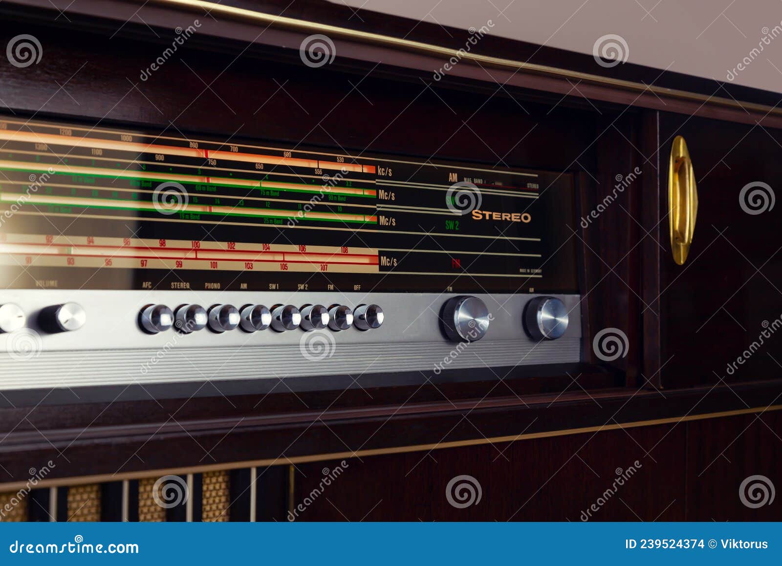 Vintage Stereo Radio, Retro Console Front Panel Stock Photo - Image of ...