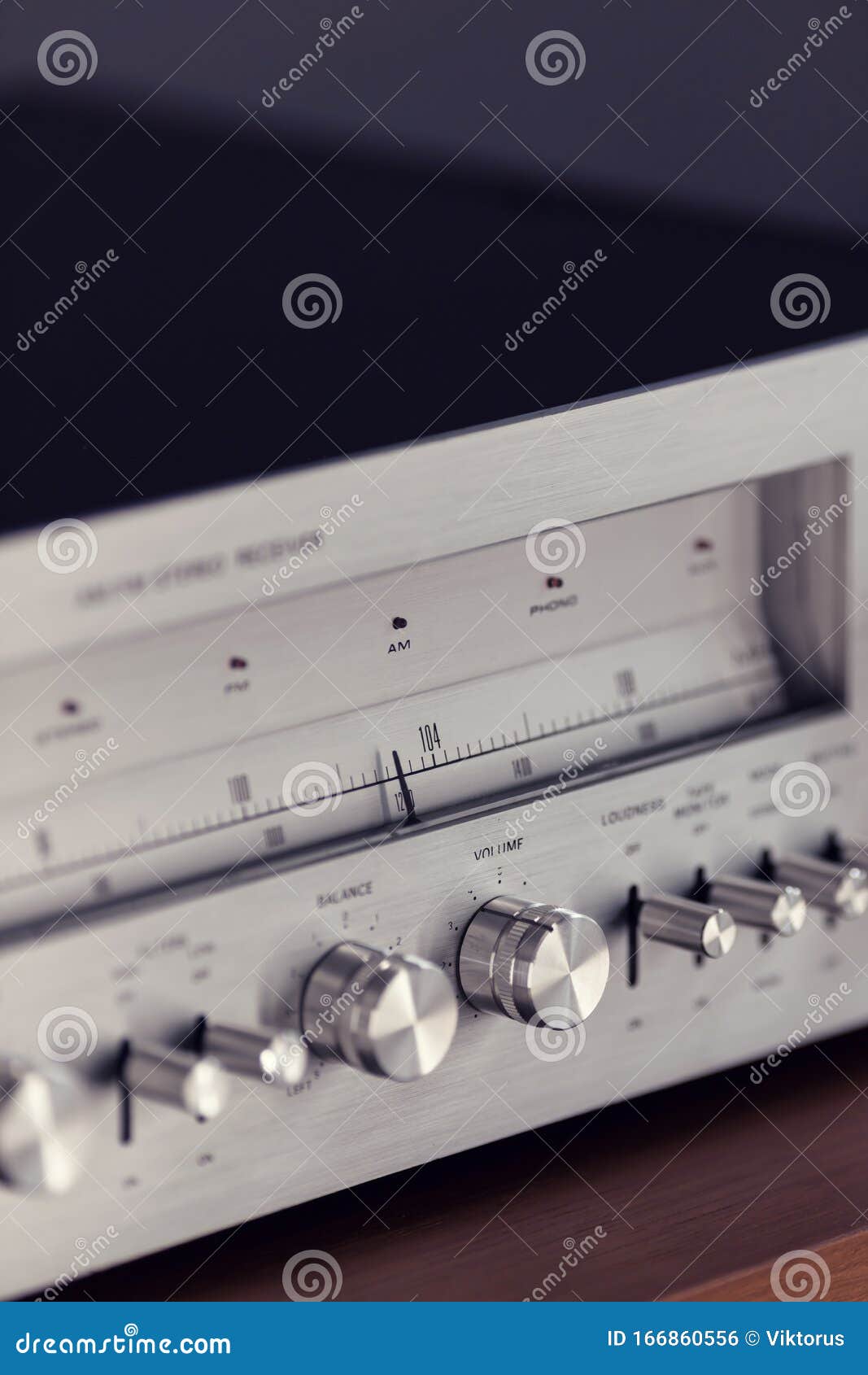 Vintage Stereo Receiver Front Panel with Controls Side View Stock Photo ...