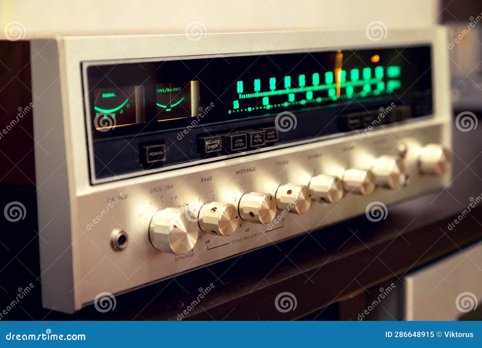 Vintage Stereo Tuner Receiver Amplifier Front Panel Controls Stock ...