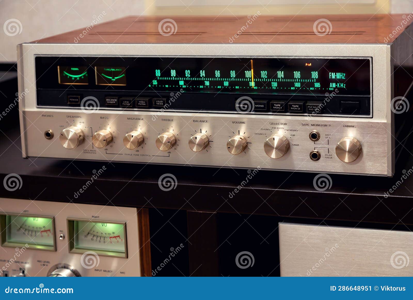 Vintage Stereo Tuner Receiver Amplifier Front Panel Controls Stock ...