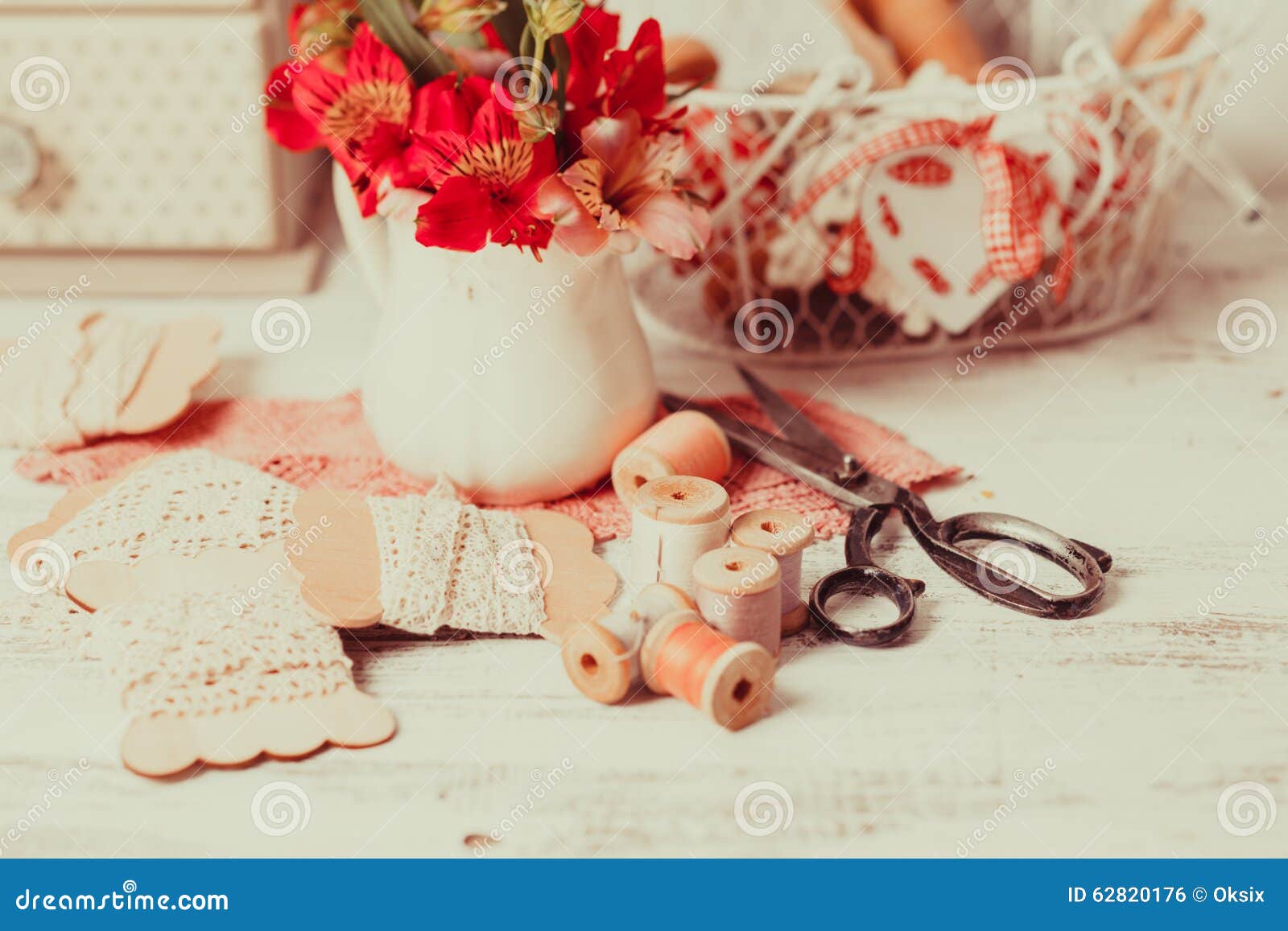 Vintage still life stock photo. Image of dressmaker, embroidery - 62820176