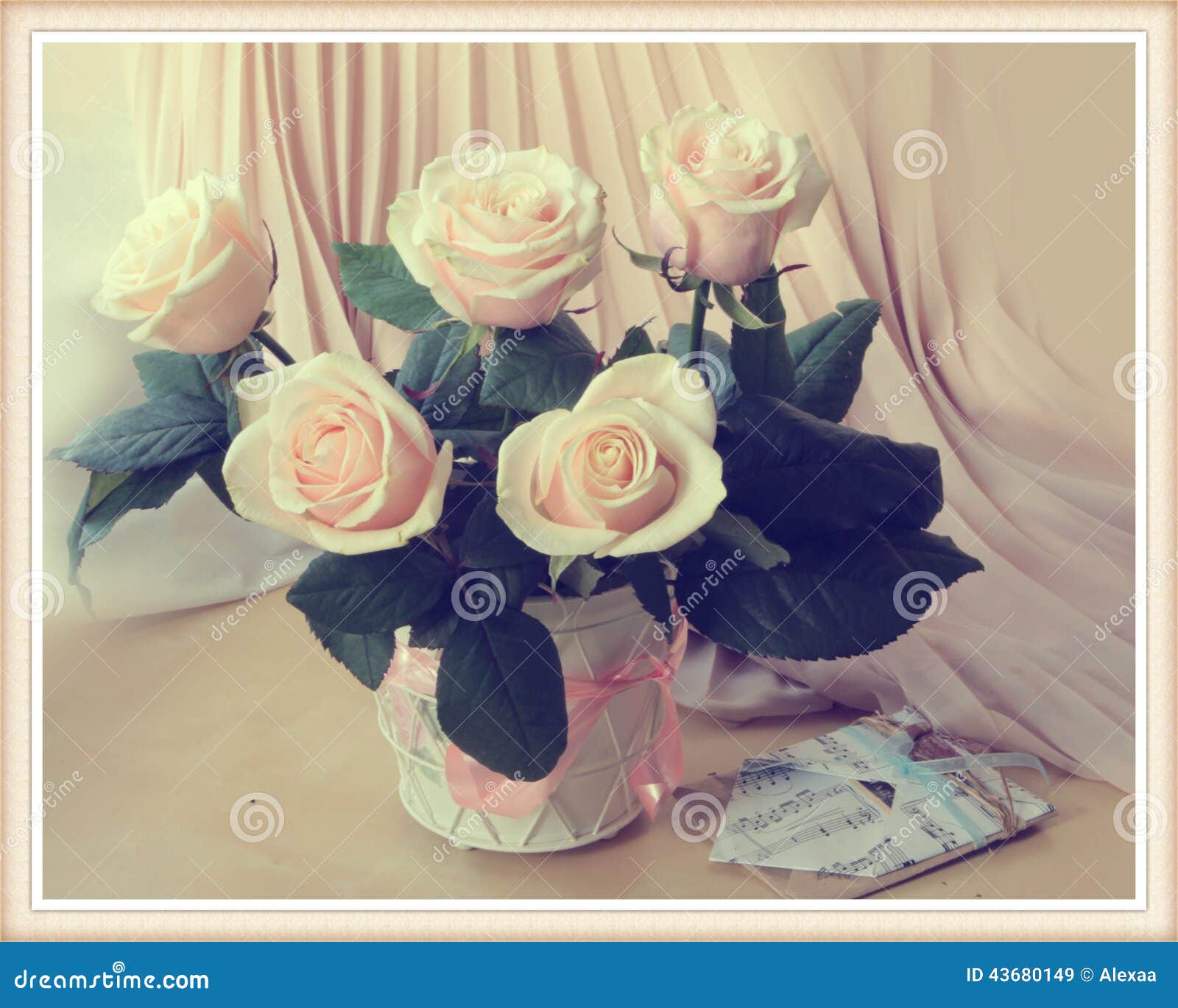 Vintage Still Life with Roses Stock Image - Image of colourful, nature ...