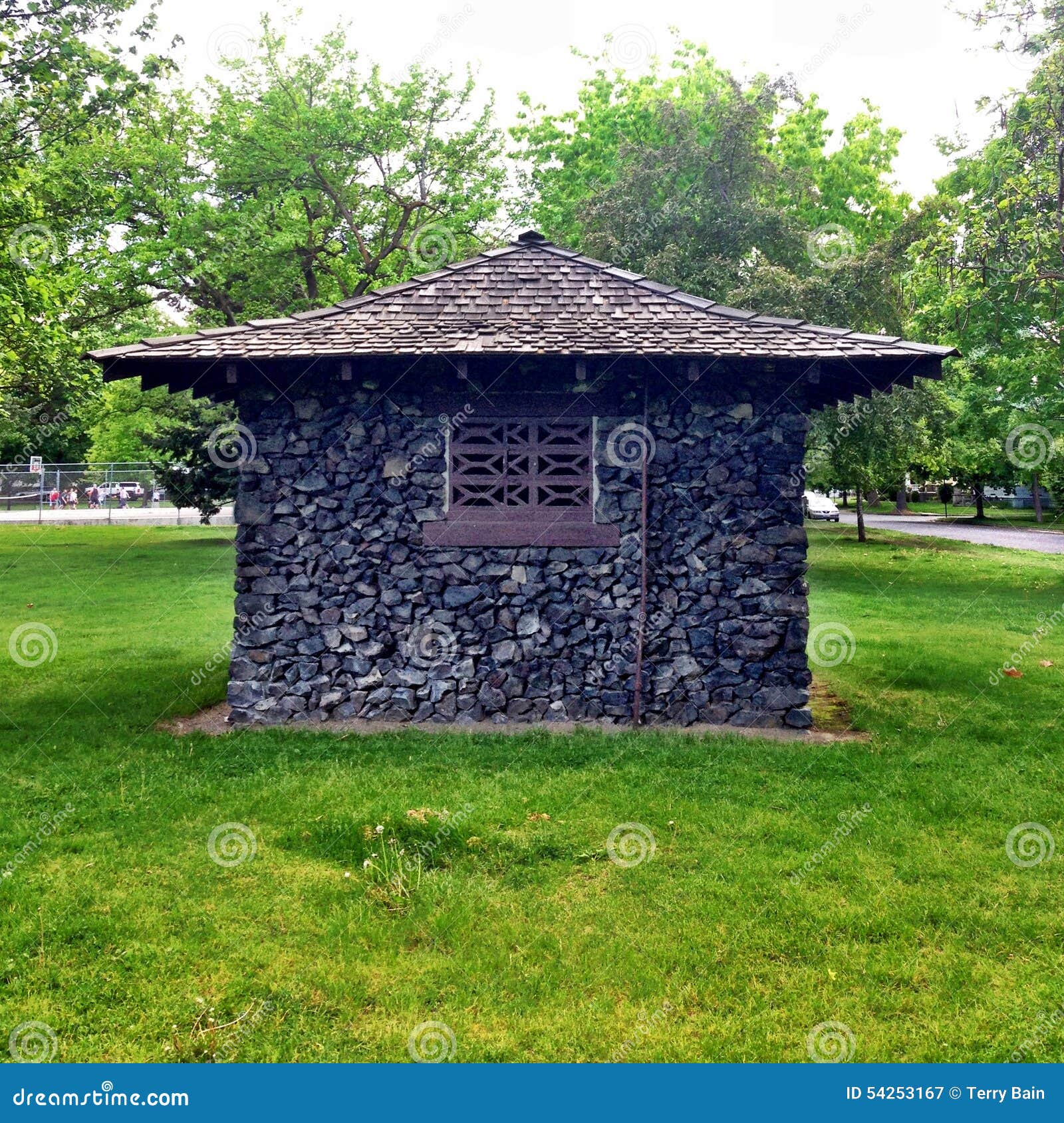 Vintage Stone Outbuilding in the Park Stock Image - Image of ...