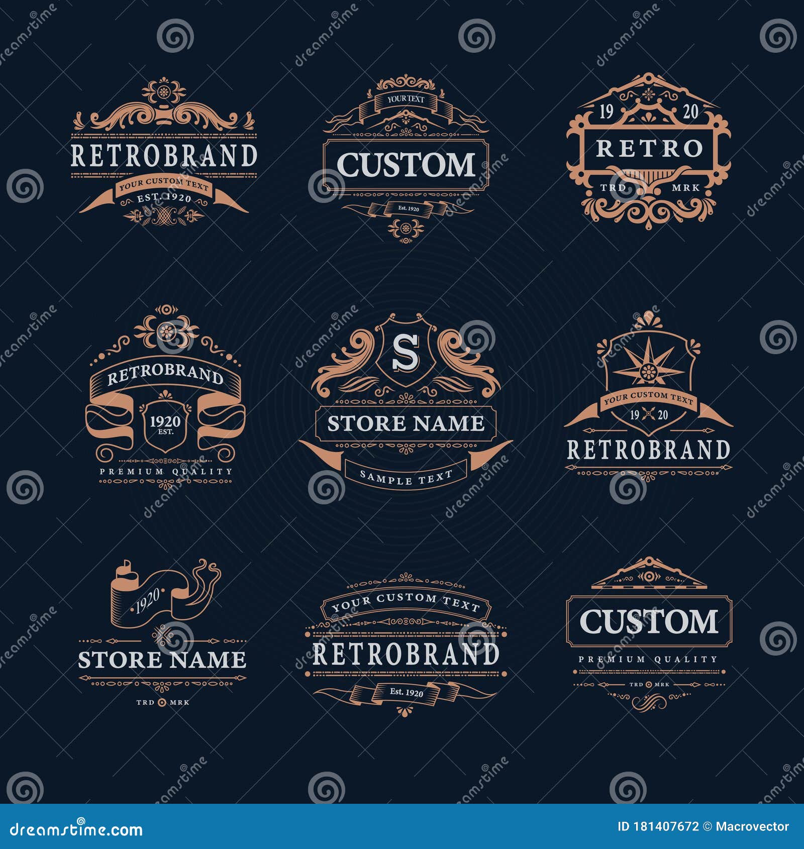 Vintage Store Logos Set stock vector. Illustration of classic - 181407672
