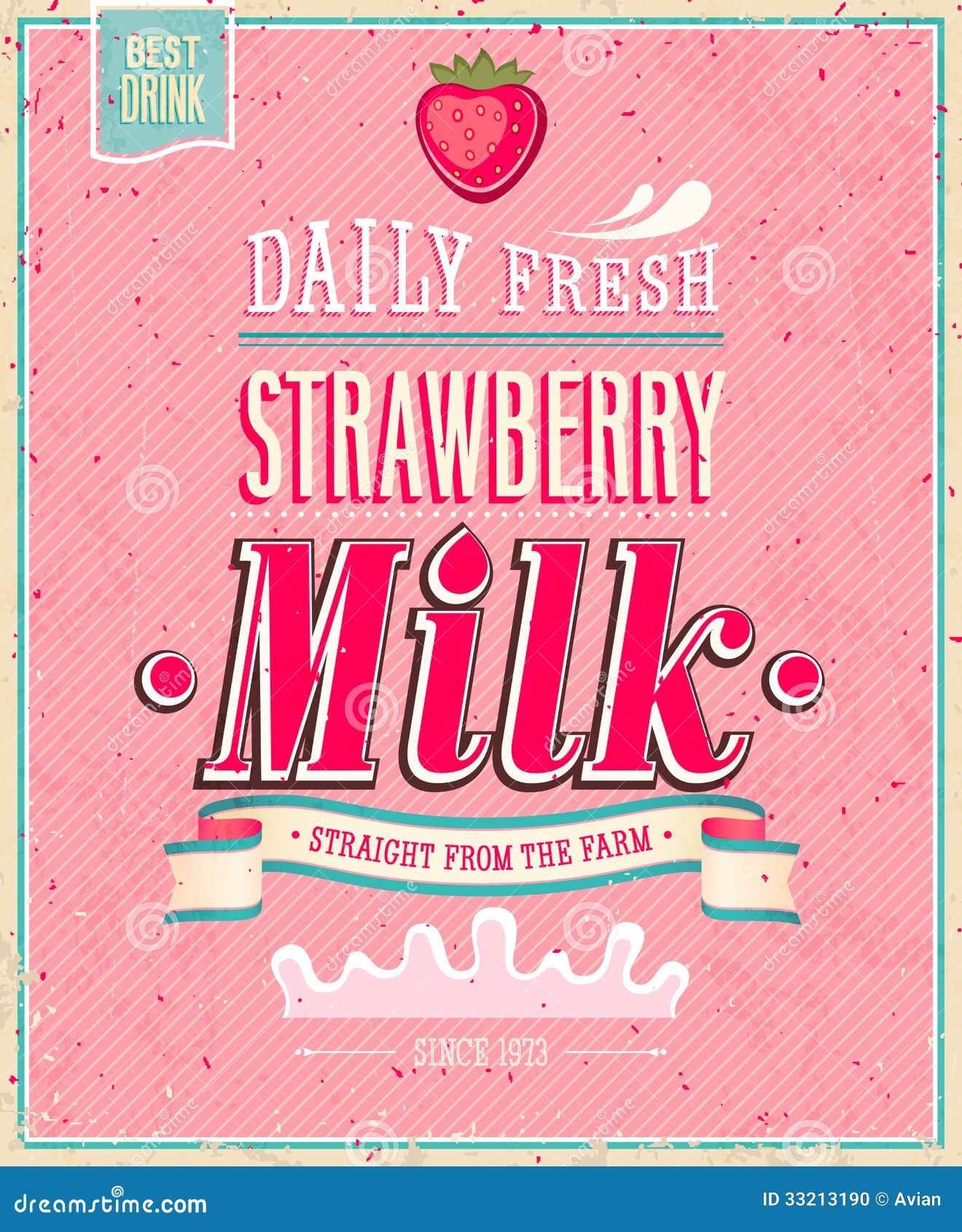 Vintage Strawberry Milk Poster. Vector Illustratio Stock Vector ...