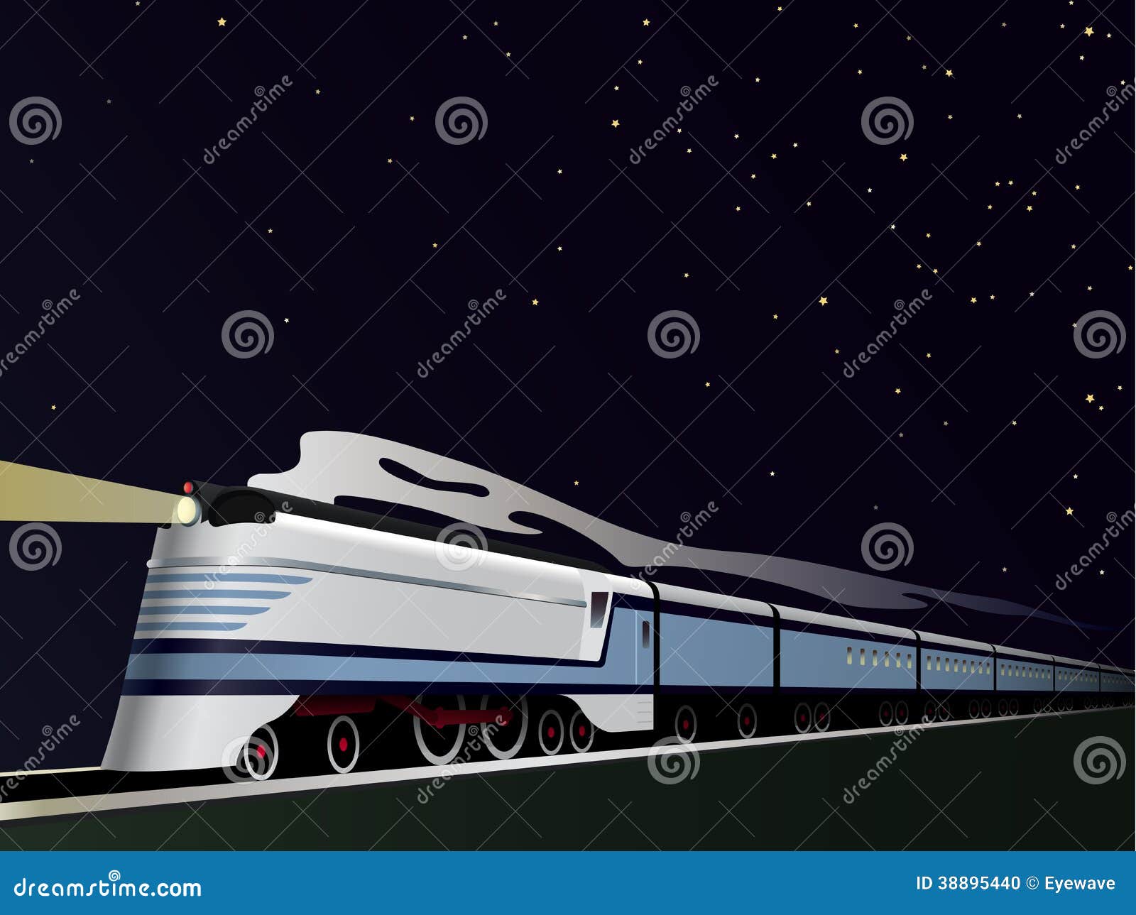 Vintage Streamlined Train Vector Illustration Stock Vector ...