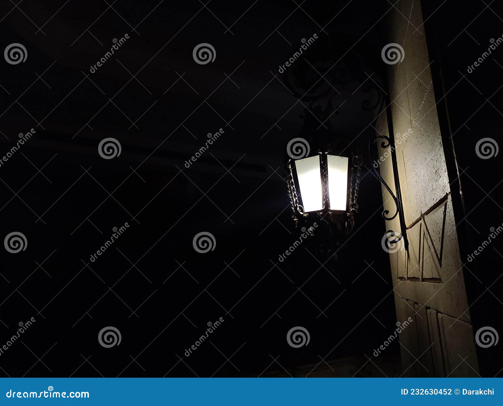 Vintage Street Light in the Dark Stock Photo - Image of architectural ...
