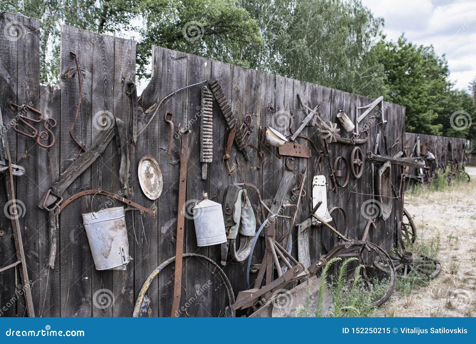 Vintage Stuff on the Old Wooden Wall, Antique Objects on the Wall ...