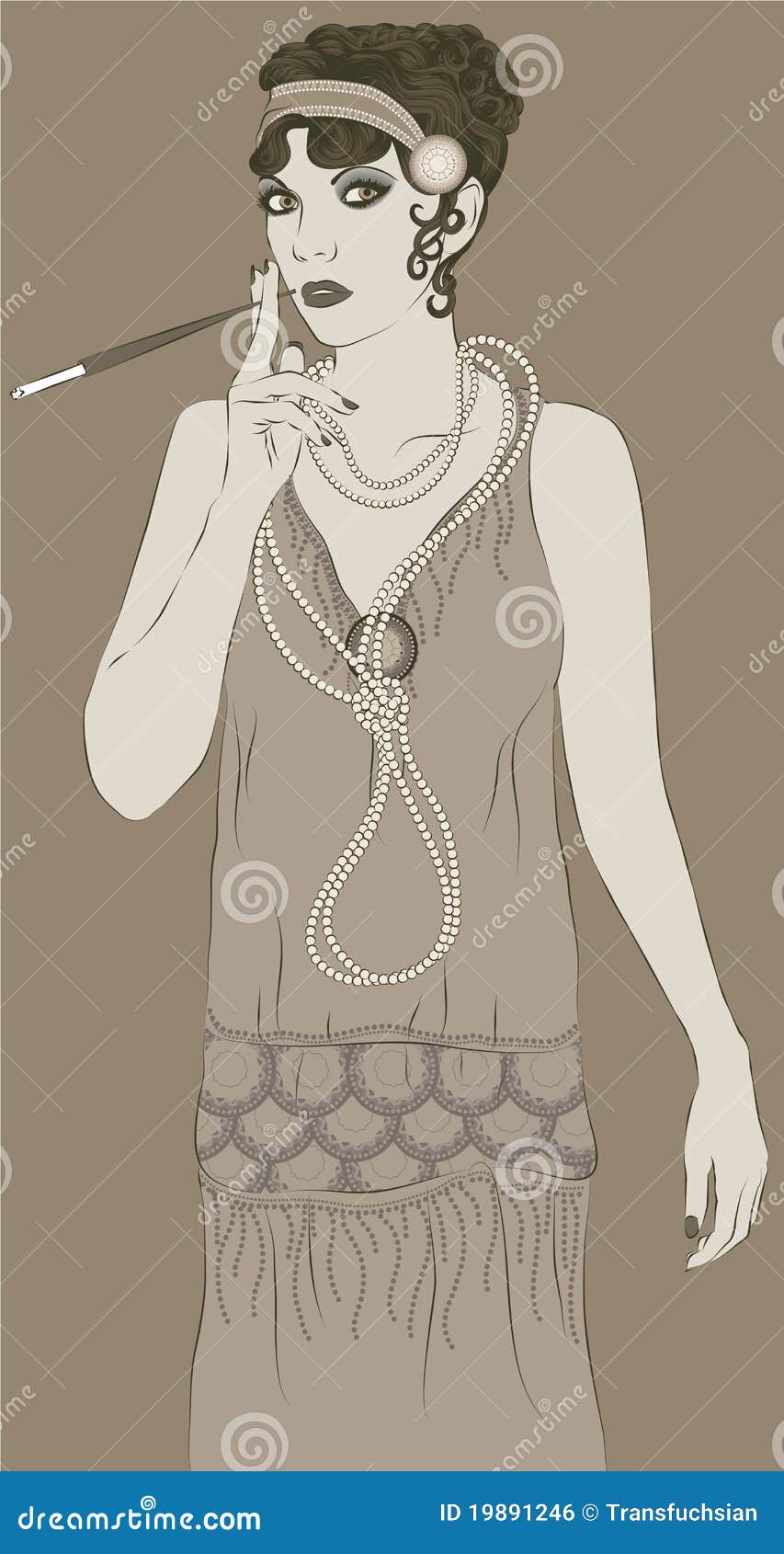 Vintage Style 1920s Flapper Woman Stock Vector - Illustration of girl ...