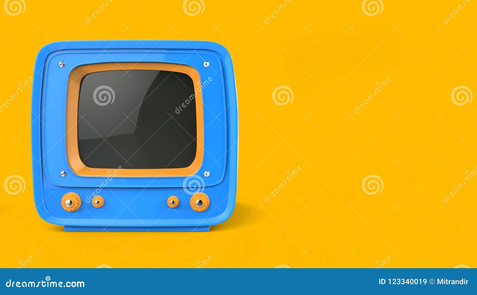 Vintage style blue TV set stock illustration. Illustration of broadcast ...