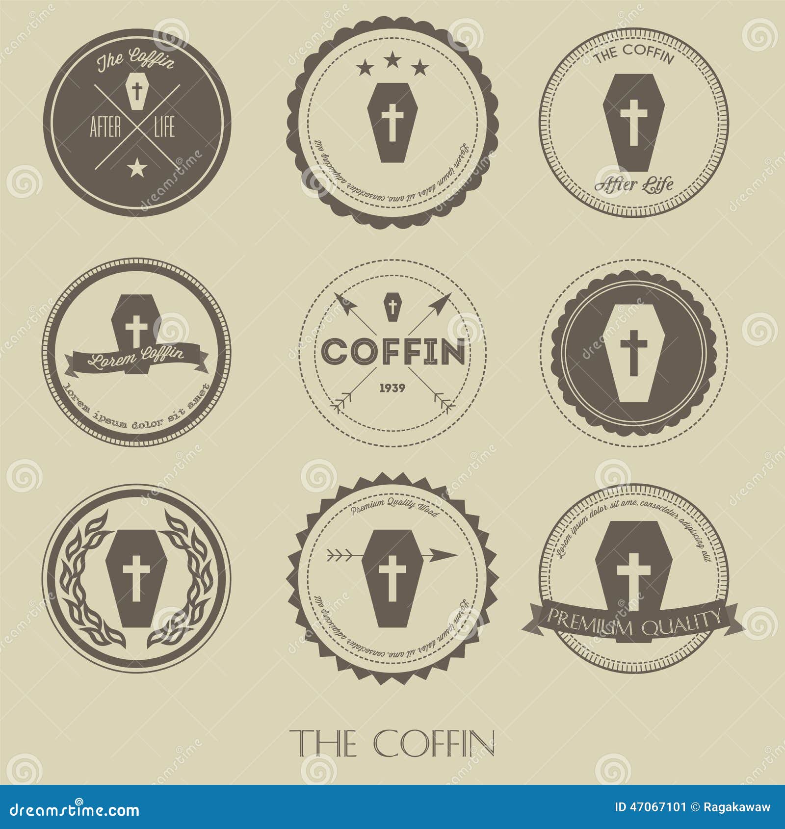 The Vintage Style Of Coffin Business Logo Cartoon Vector ...