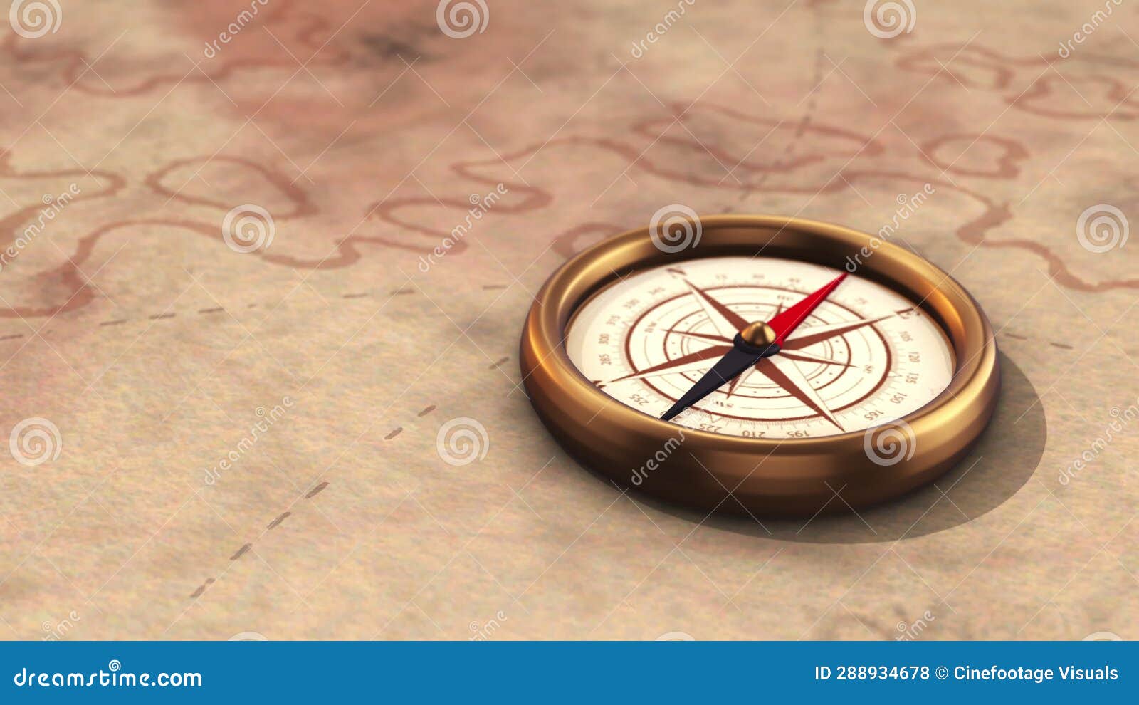 Vintage Style Compass Needle Spinning on Old Map Stock Footage - Video ...