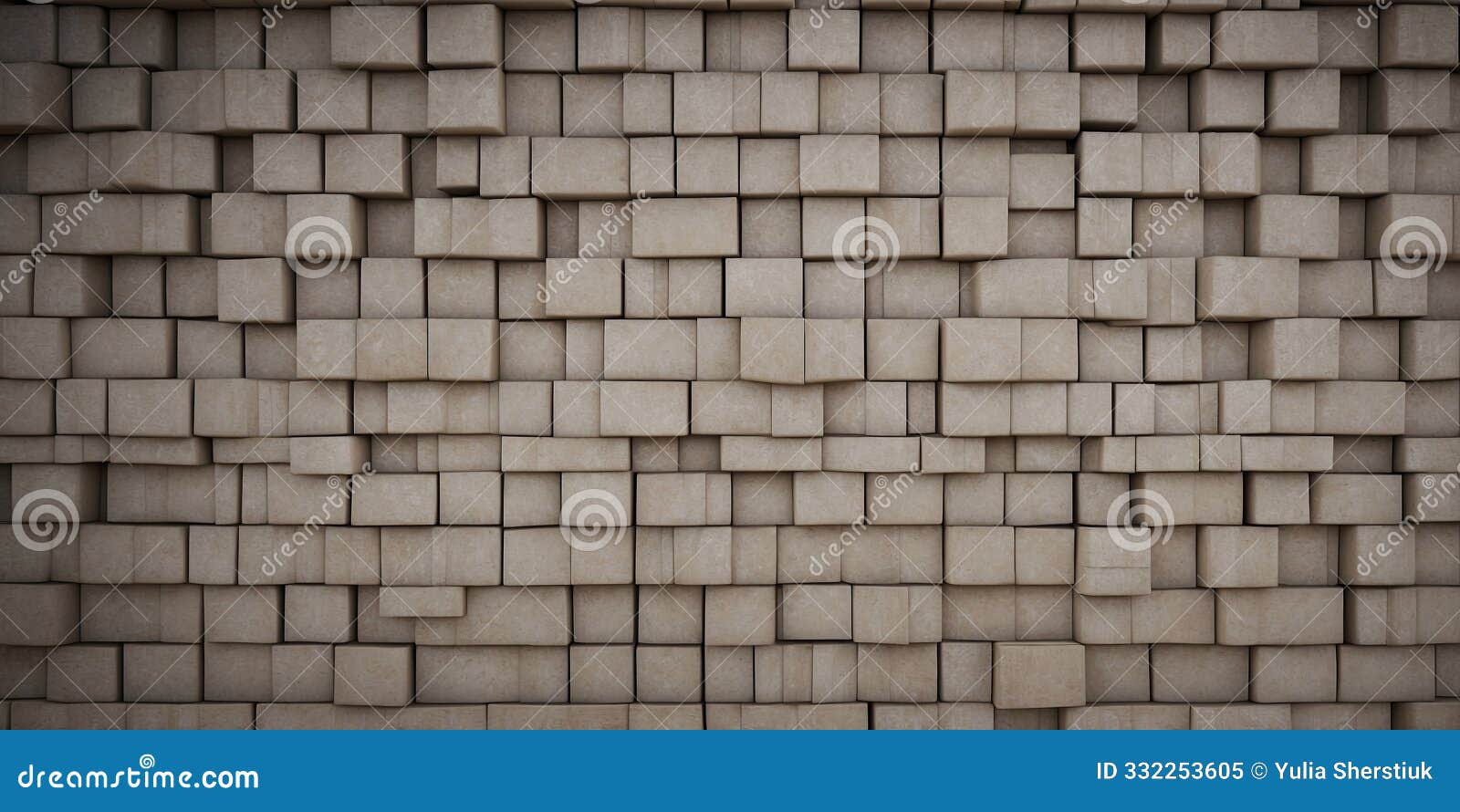 Vintage Style Concrete Square Block Wall Design. Stock Image - Image of ...