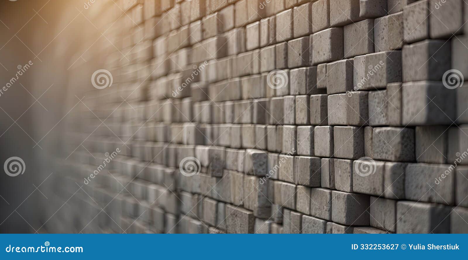 Vintage Style Concrete Square Block Wall Design. Stock Image - Image of ...