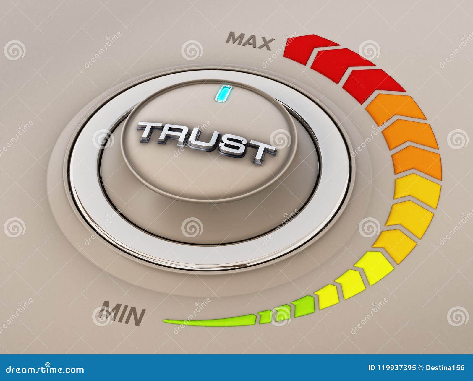 Vintage Style Control Knob Dial with Trust Word. 3D Illustration Stock ...