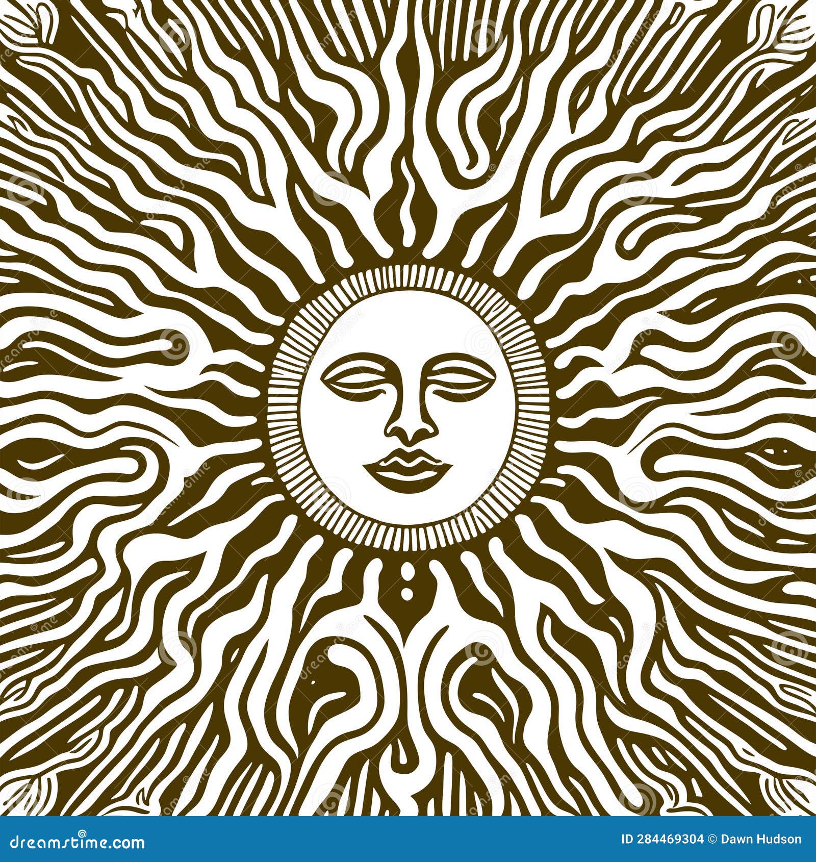 Vintage Style Decorative Summer Sun Design Stock Vector - Illustration ...