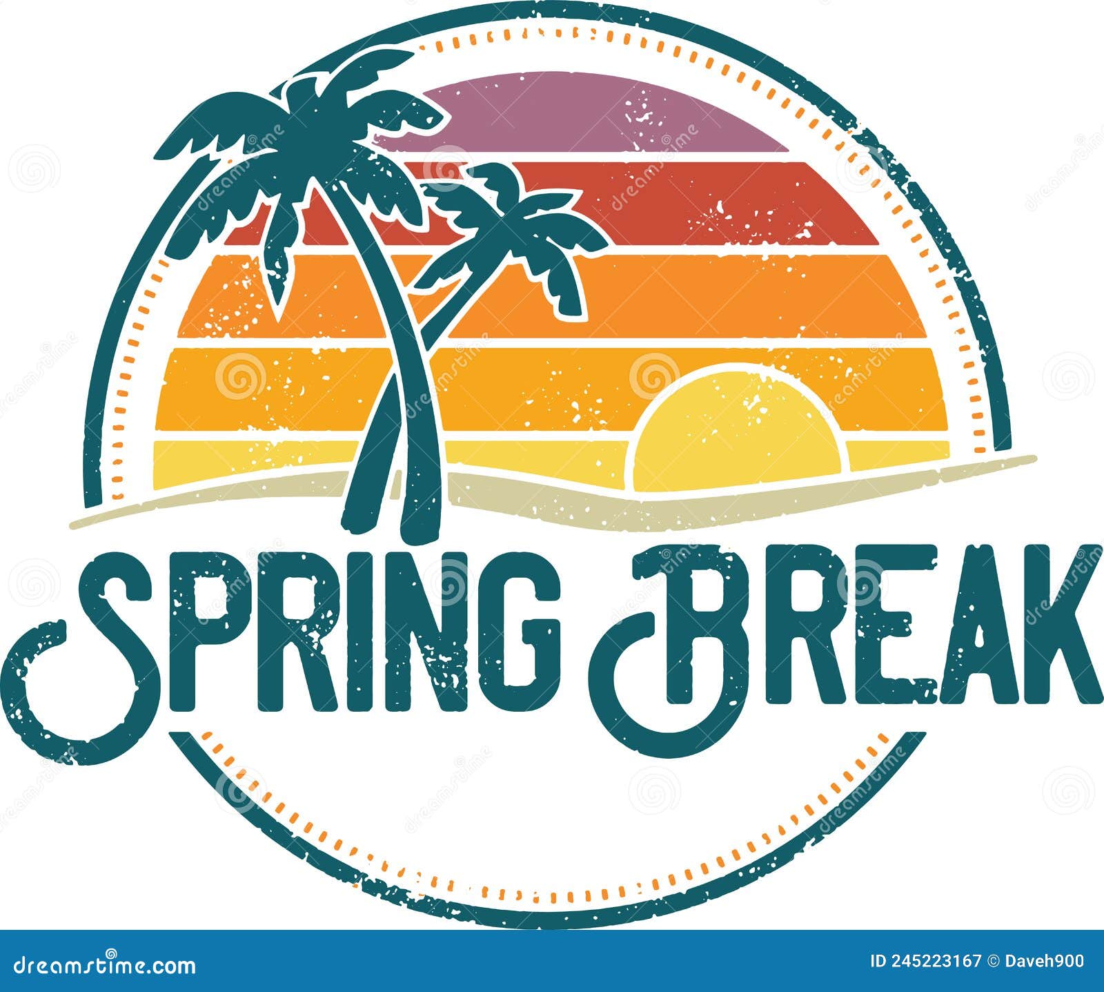 Spring Break Vacation Vintage Design Stock Vector - Illustration of ...