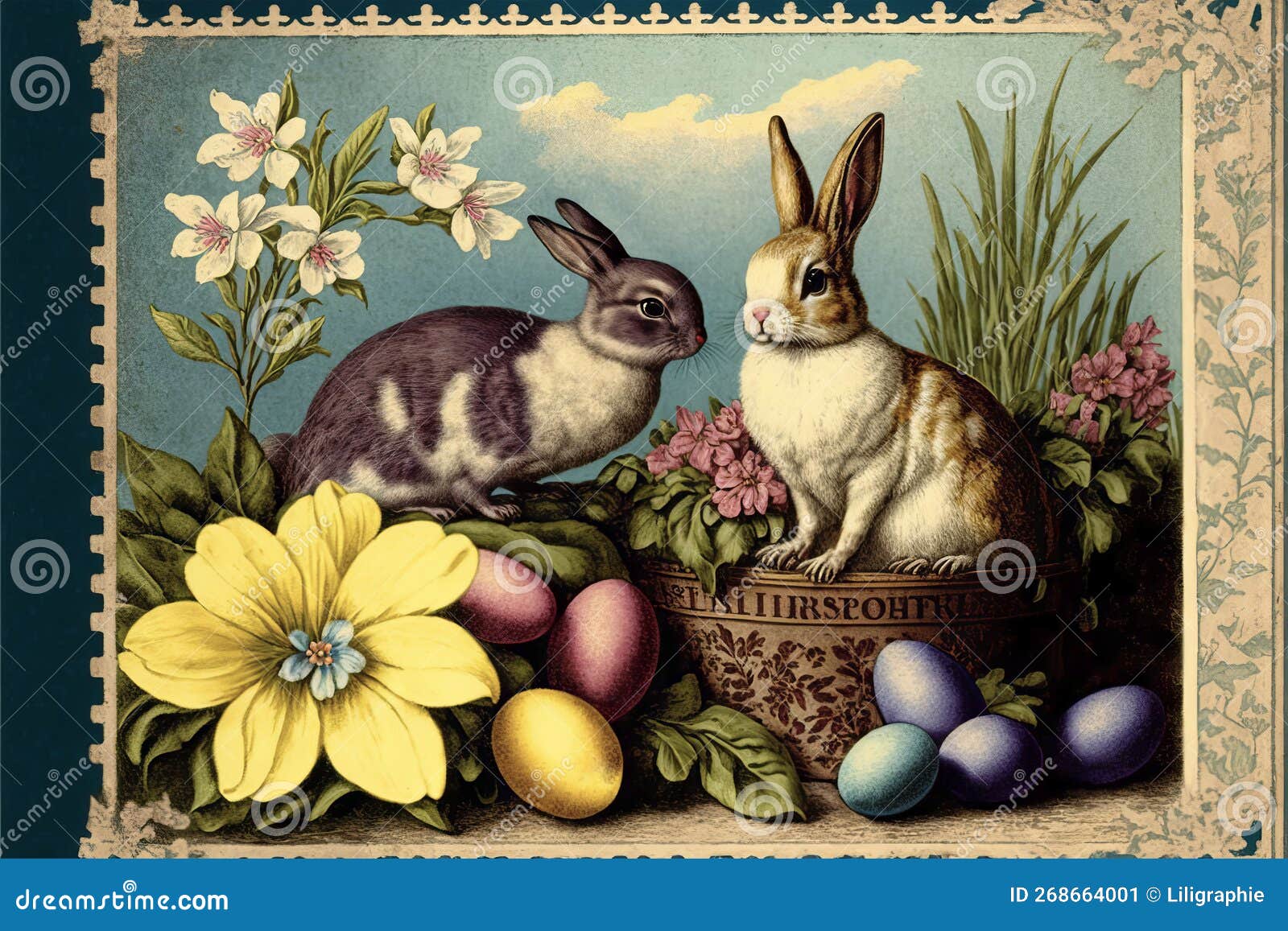 Vintage Style Easter Greeting Card Design. Retro Scrapbook Background ...