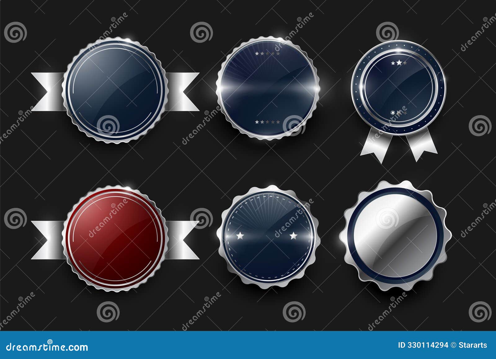 Vintage Style Empty Badge Label Symbol Banner in Set of Six Stock ...